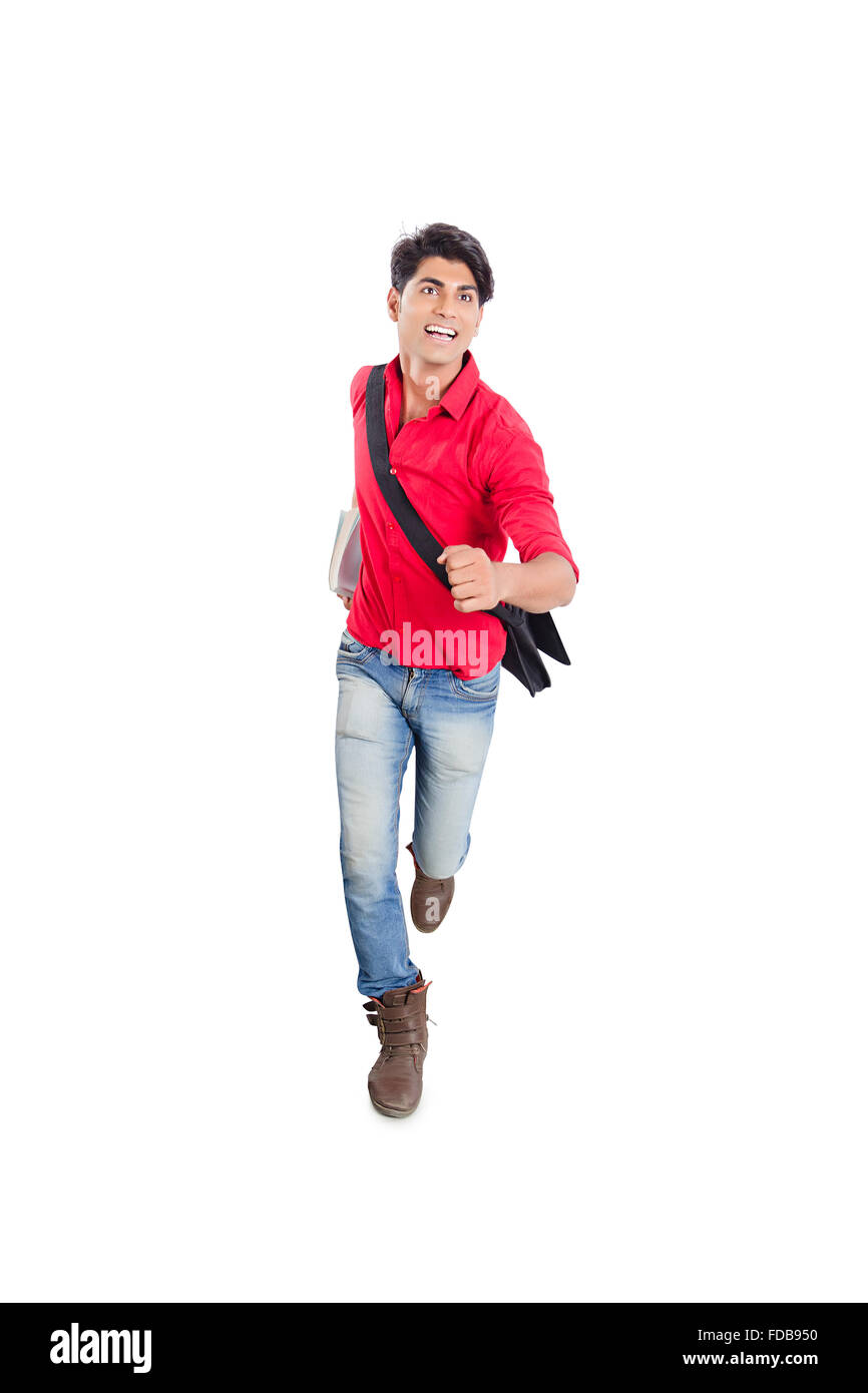 1 Teenager boy College Student Running Leaving Stock Photo - Alamy