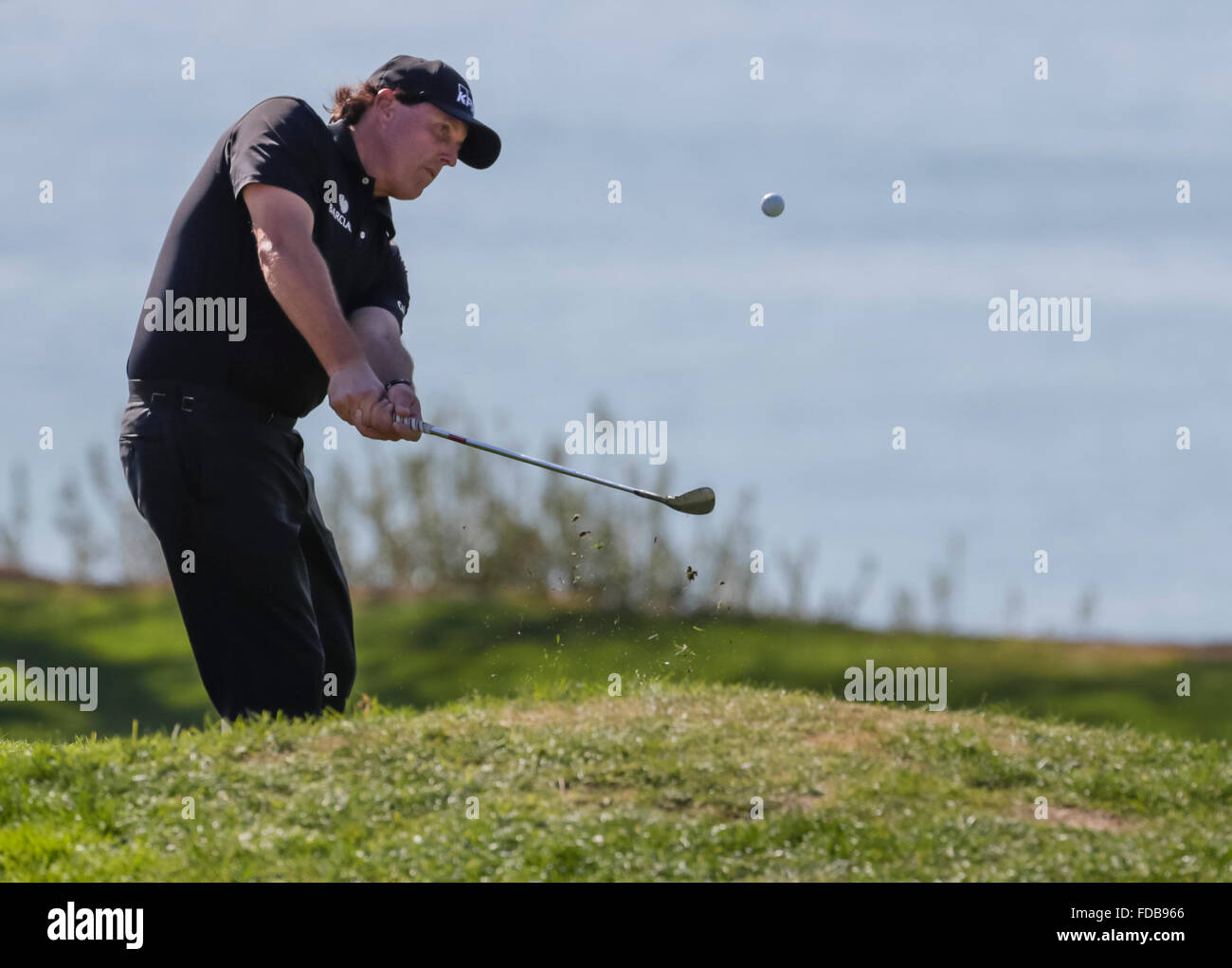 San Diego, California, USA. 29th Jan, 2016. Phil Mickelson chips onto ...