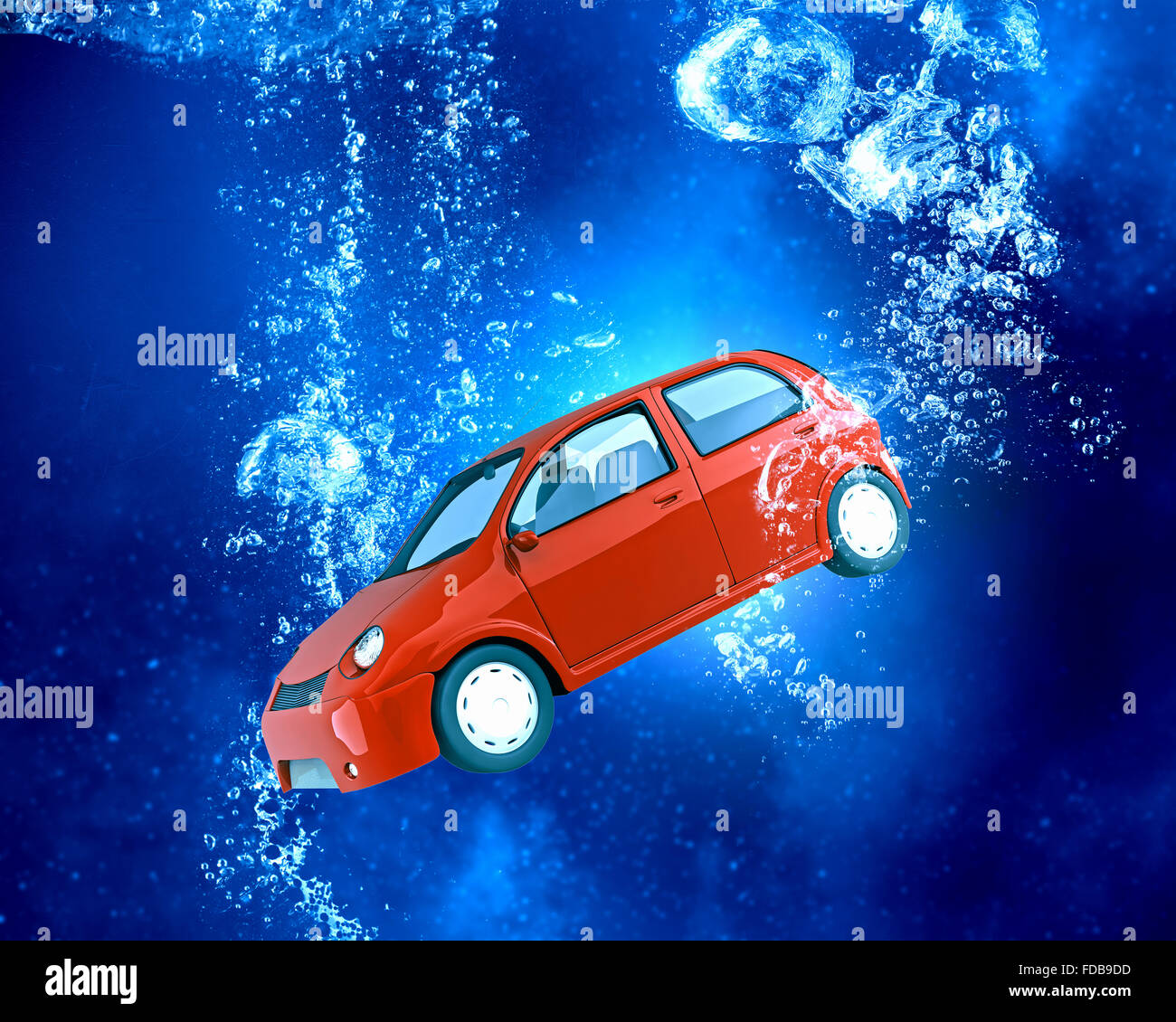 Car symbol sink in clear blue water Stock Photo - Alamy