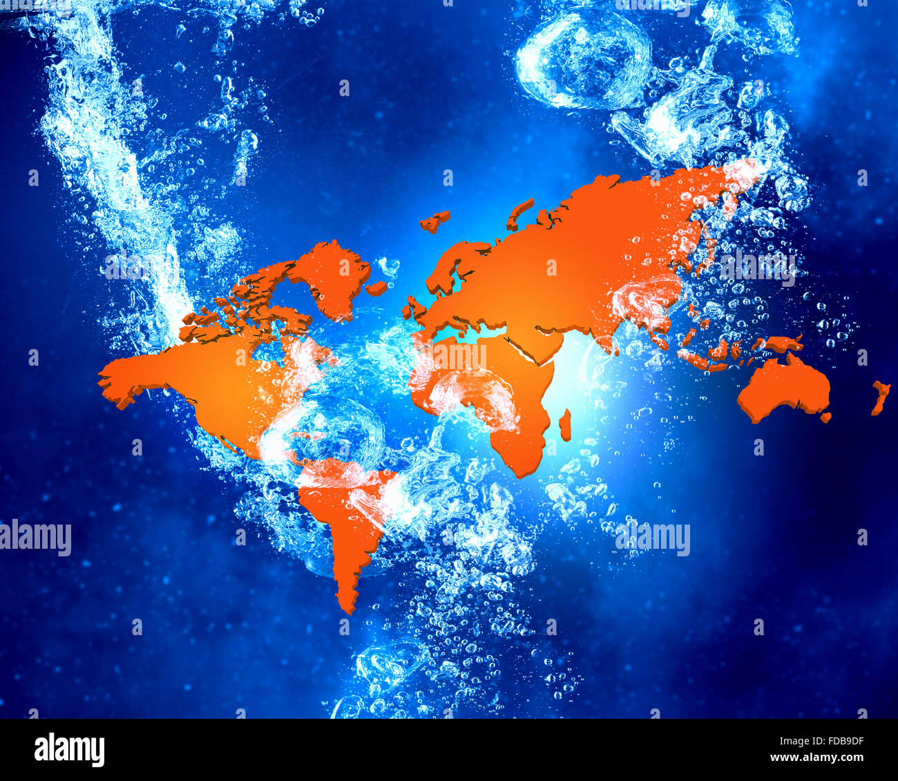 World Map in clear crystal blue water Stock Photo - Alamy
