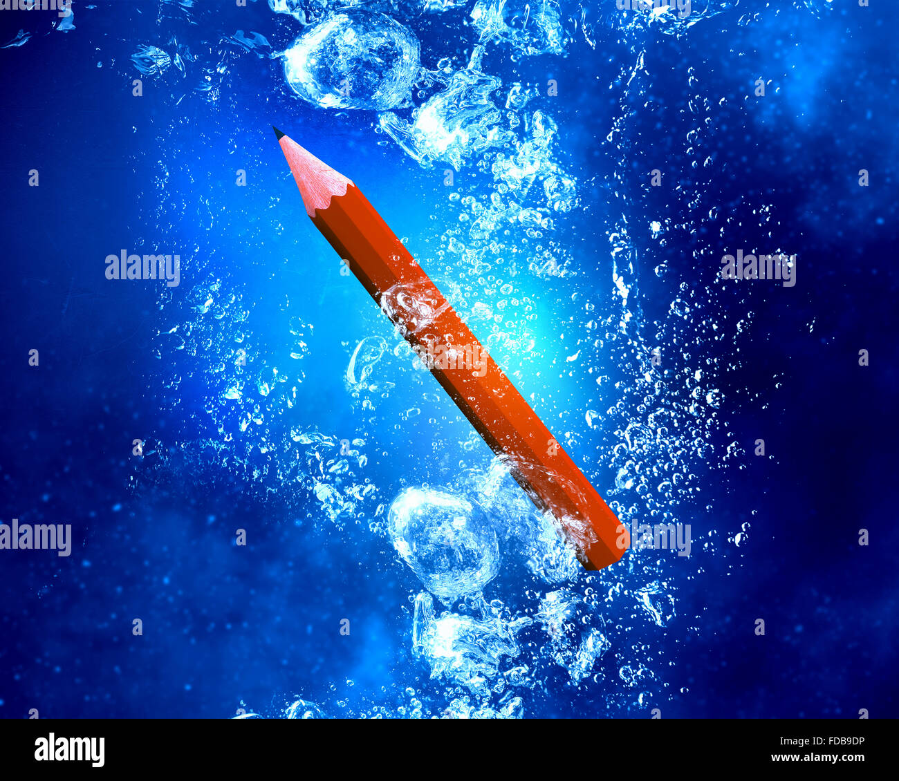 Fountain pen sink in clear blue water Stock Photo - Alamy