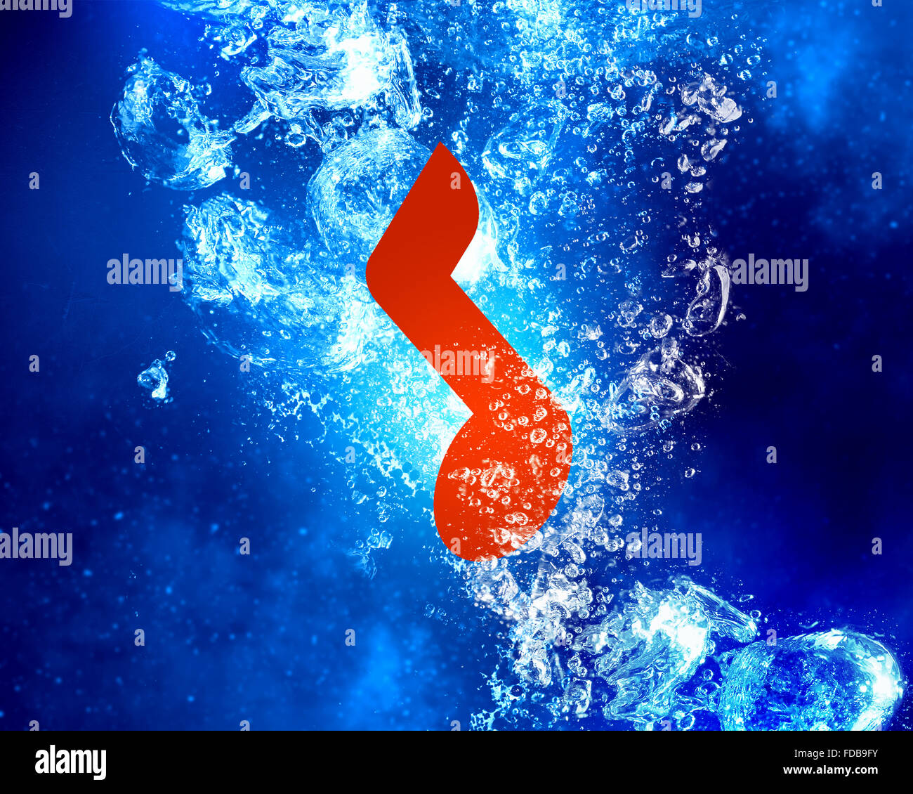 Music sign sink in clear blue crystal water Stock Photo - Alamy