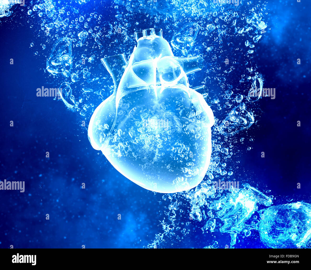 Human heart in clear blue crystal water Stock Photo - Alamy