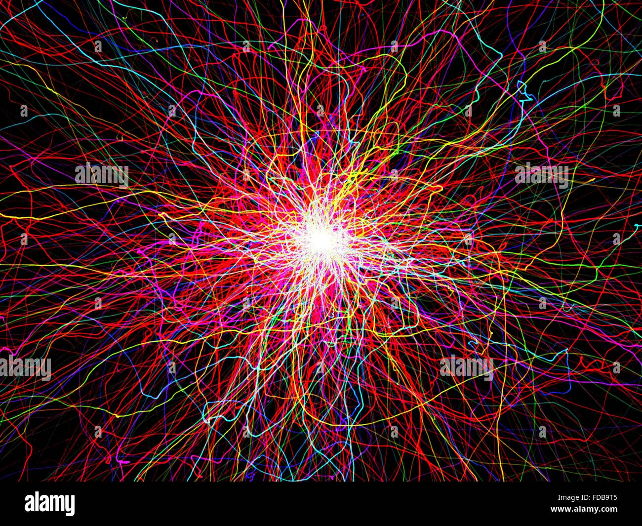 Computer artwork of glowing light lines Stock Photo - Alamy