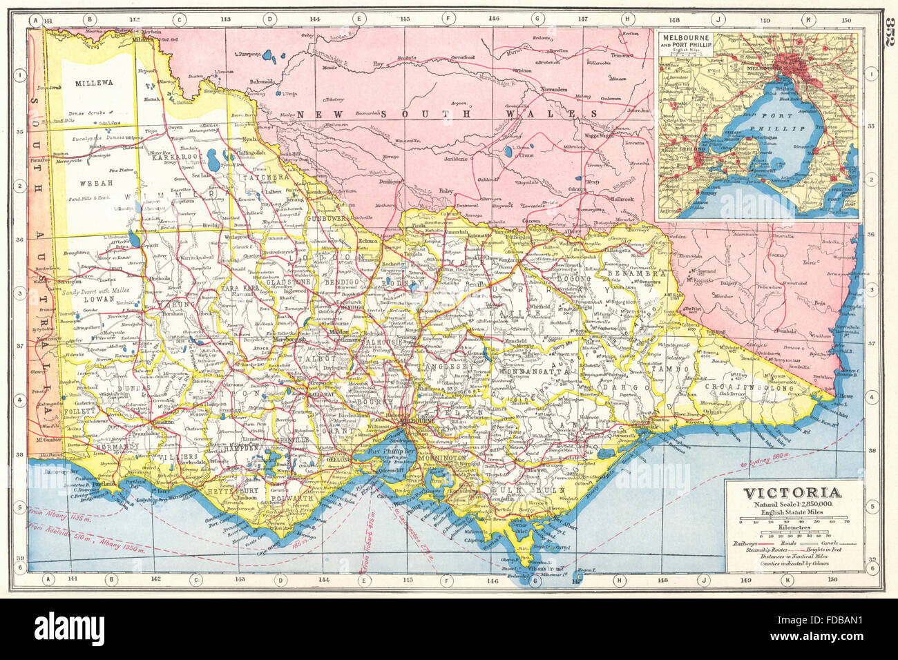 VICTORIA: Australia;Inset plan of Melbourne and Port Philip, 1920 ...
