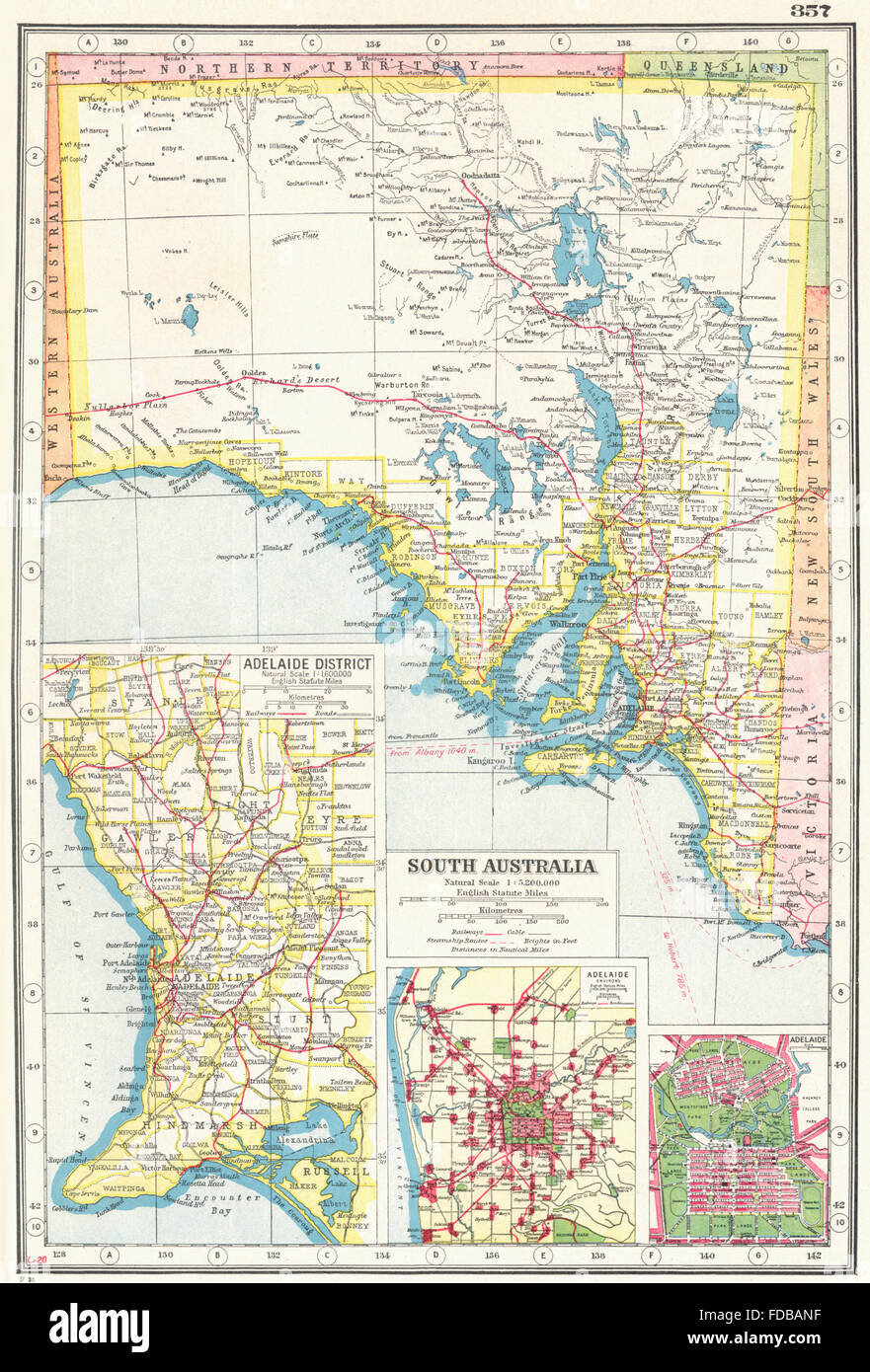 SOUTH AUSTRALIA: Inset plans of Adelaide District environs & city, 1920 ...