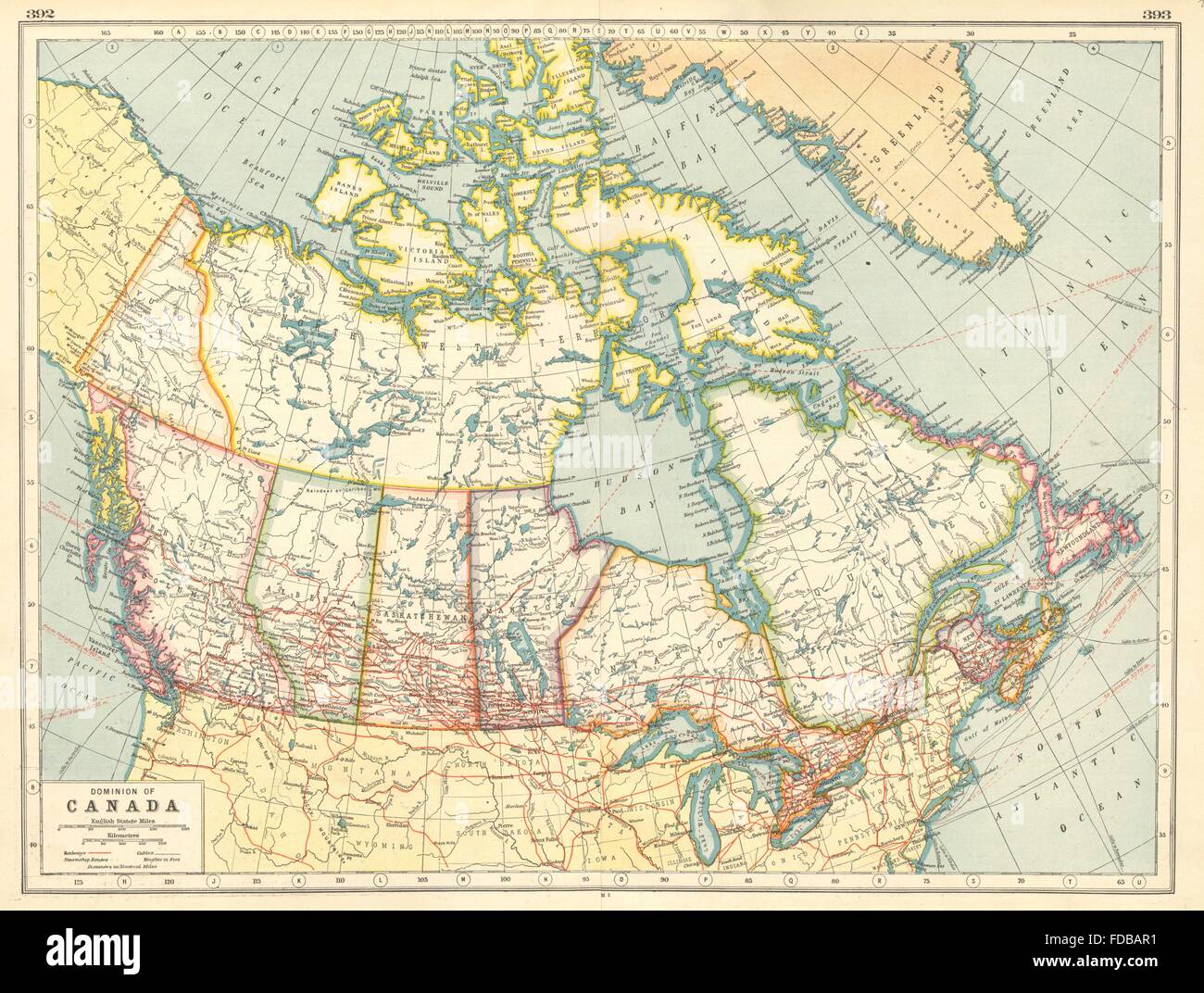 CANADA: Dominion of Canada. HARMSWORTH, 1920 vintage map Stock Photo ...