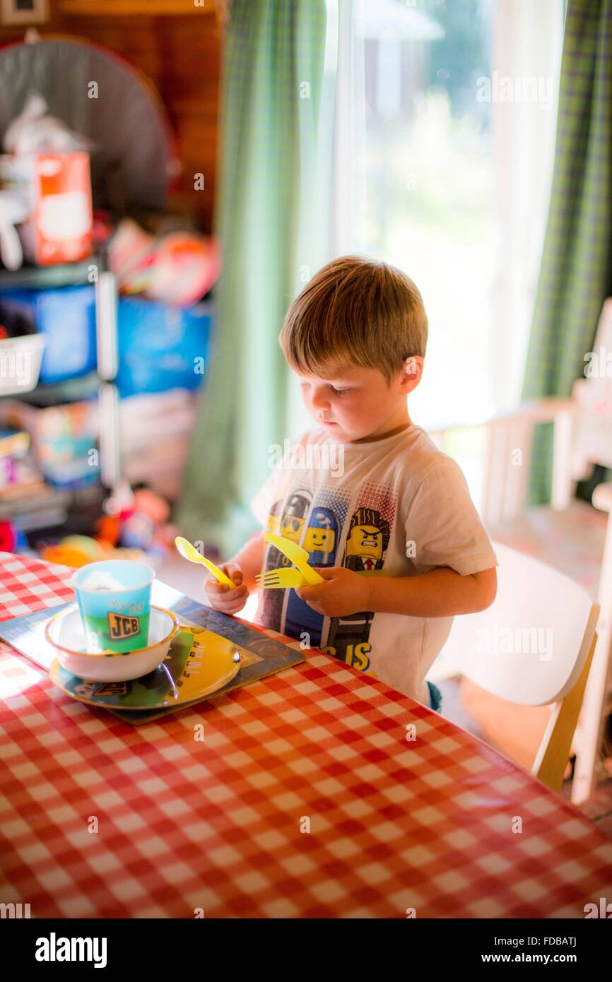 Child Setting Table Cutlery High Resolution Stock Photography and ...