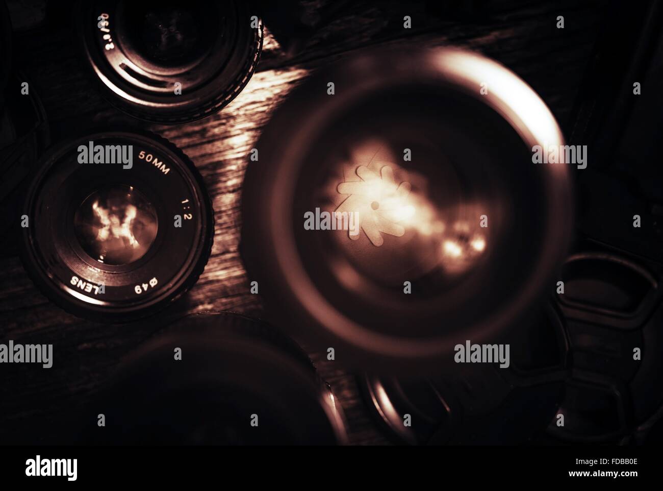 Photo Lenses. Closeup at Telephoto Lens and Lens Aperture. Photography ...