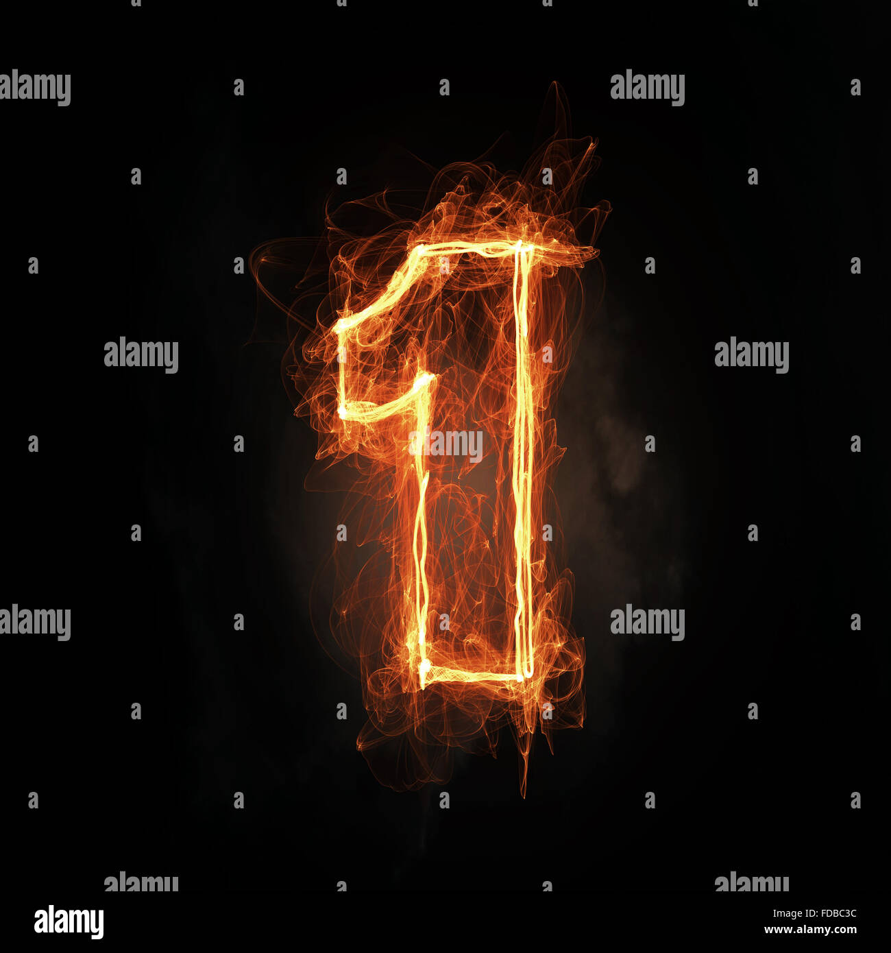 Glowing light number one icon on dark background Stock Photo - Alamy