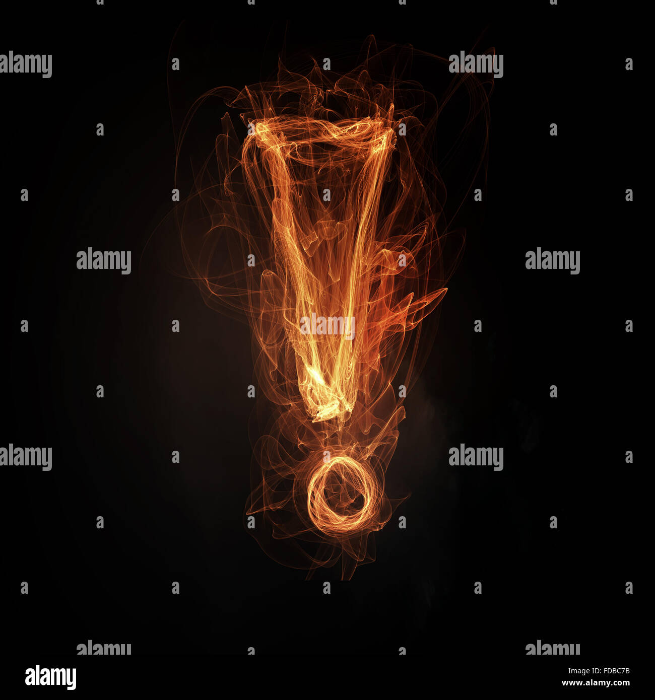 Glowing exclamation mark symbol on dark background Stock Photo - Alamy