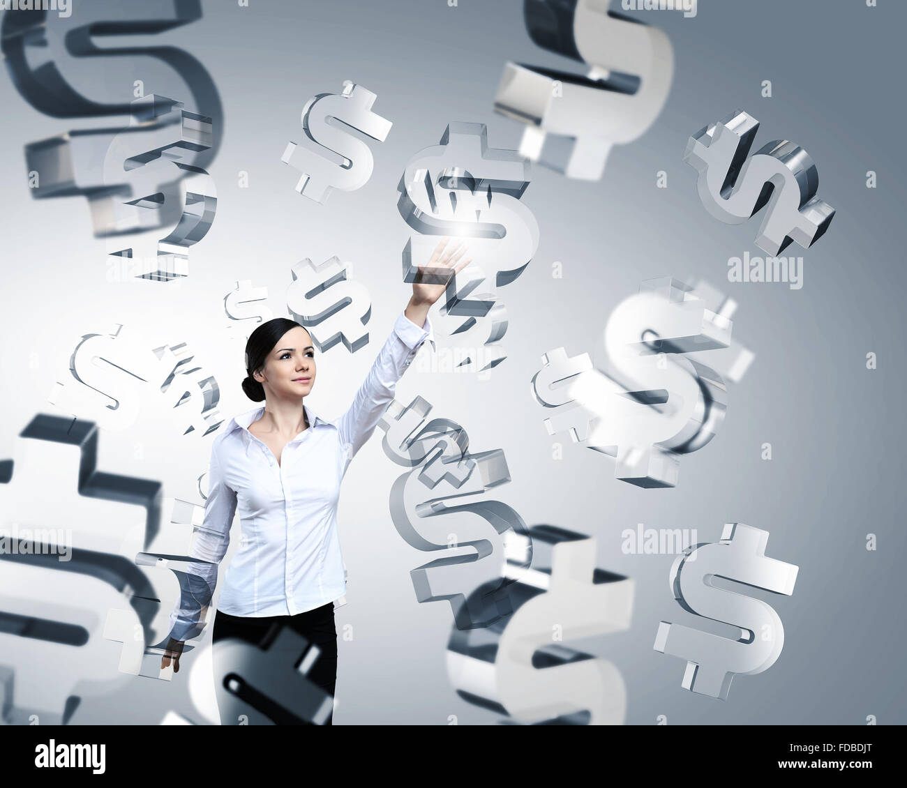 Businessman pushing dollar sign hi-res stock photography and images - Alamy