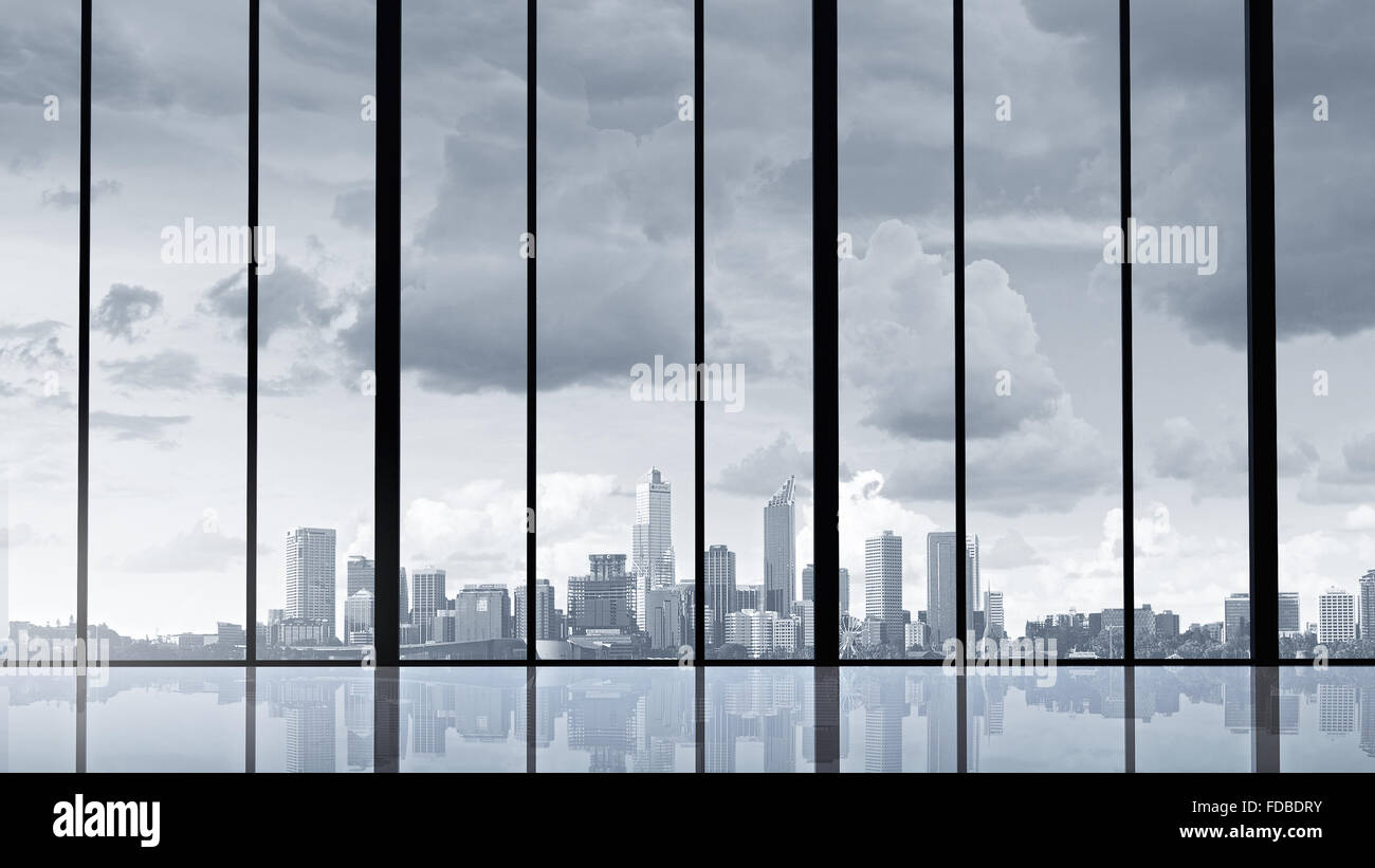 Panoramic modern city view from office window Stock Photo - Alamy