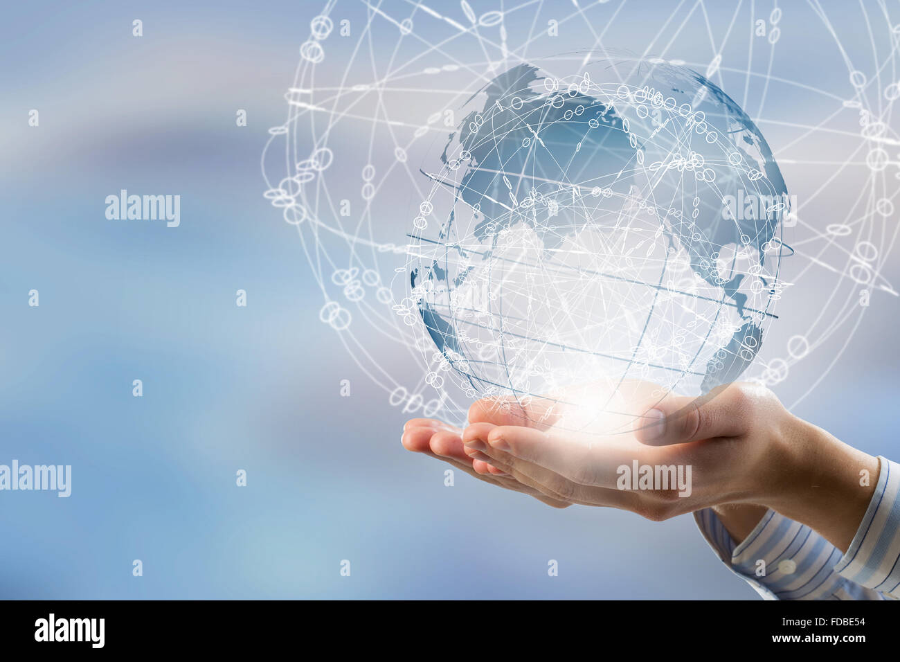 Global connection concept with digital planet in hands Stock Photo - Alamy