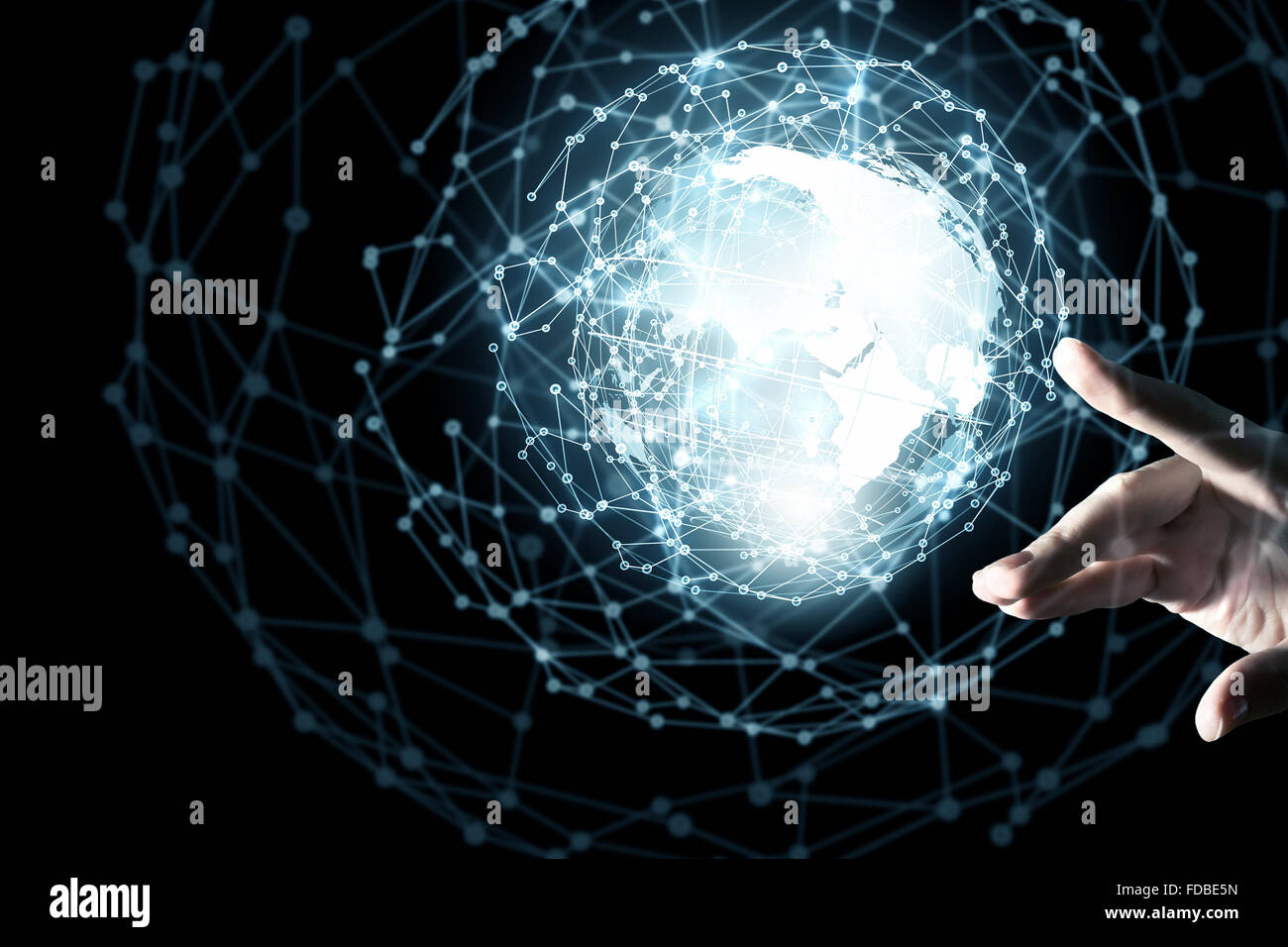 Global connection concept with digital planet in hands Stock Photo - Alamy