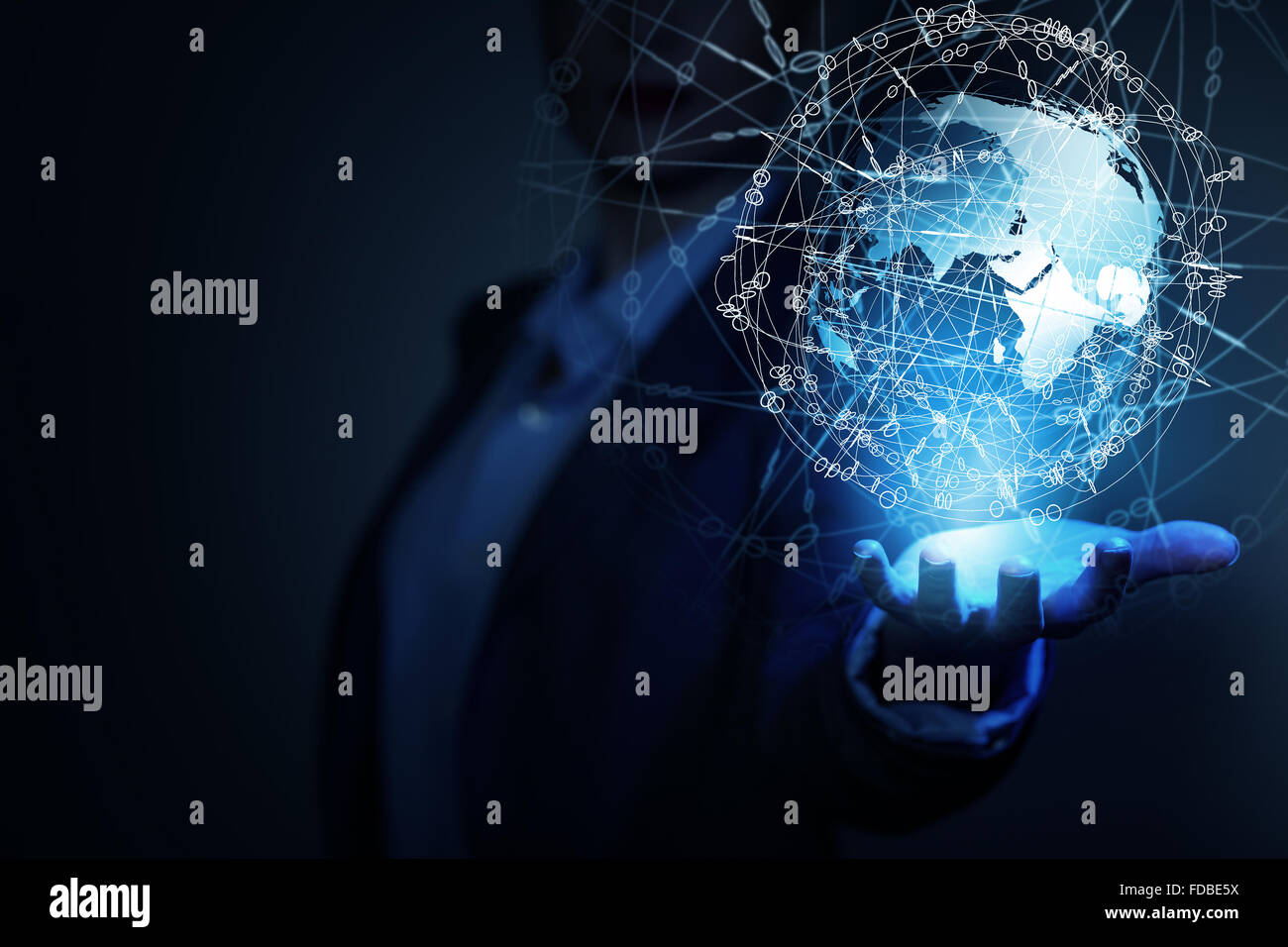 Global connection concept with digital planet in hands Stock Photo - Alamy