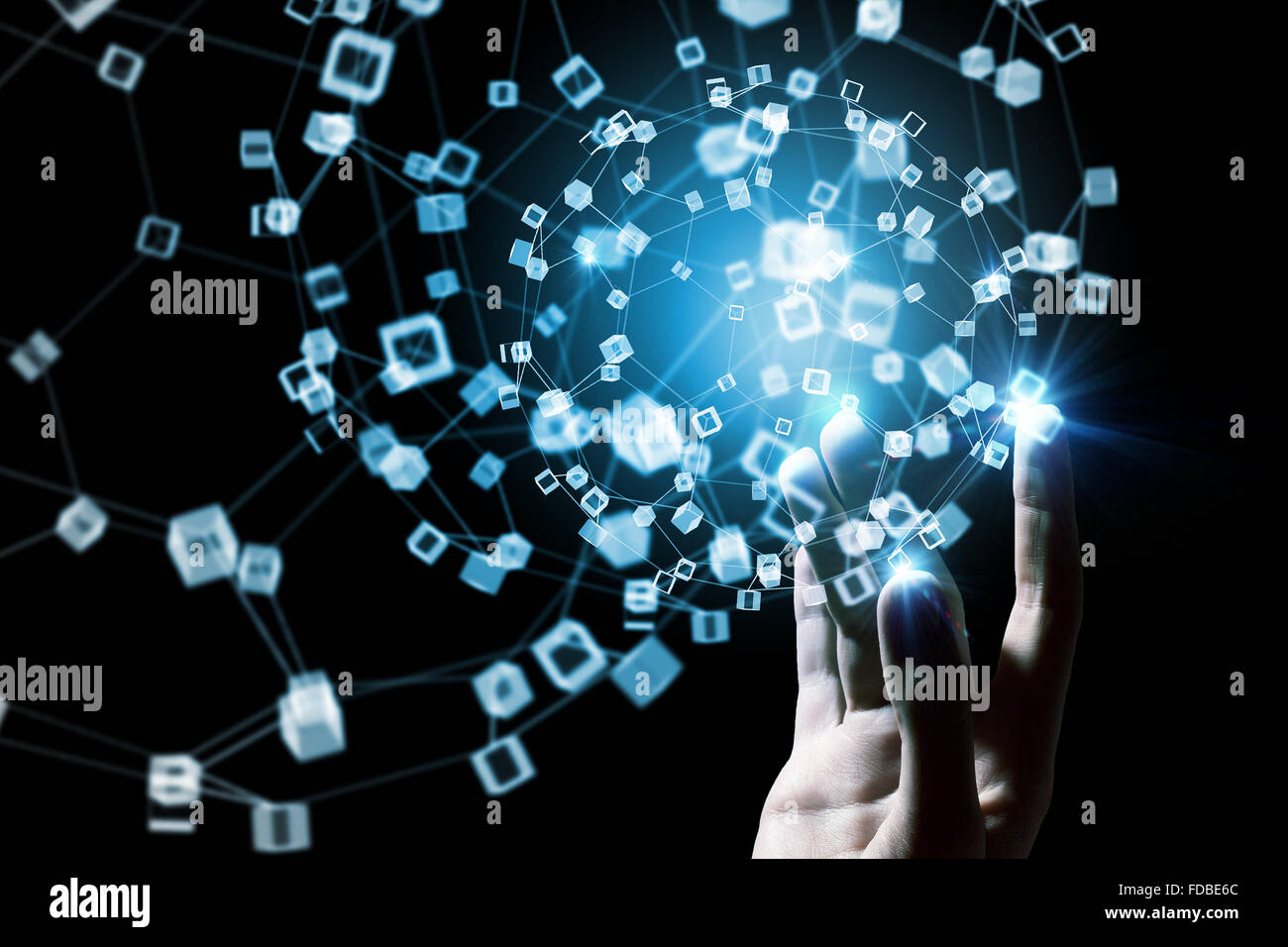 Global connection concept with digital planet in hands Stock Photo - Alamy