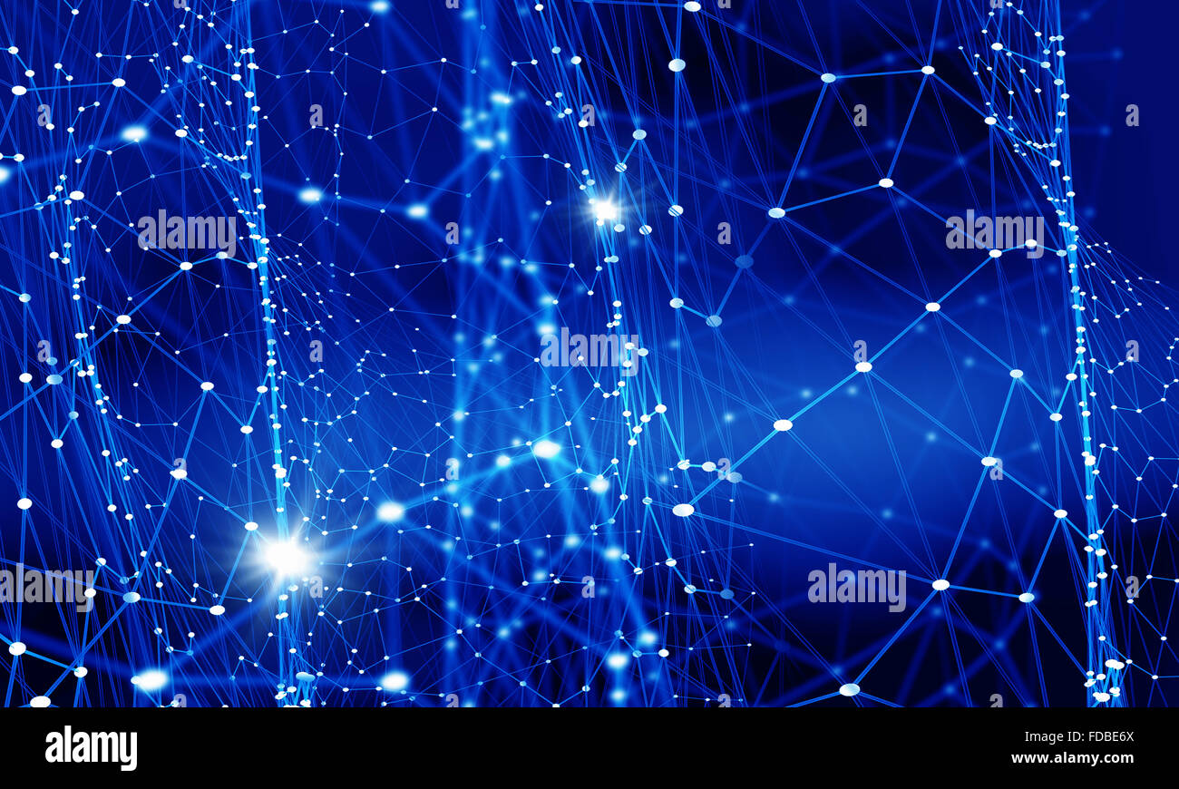 Blue virtual technology background with lines and grids Stock Photo - Alamy