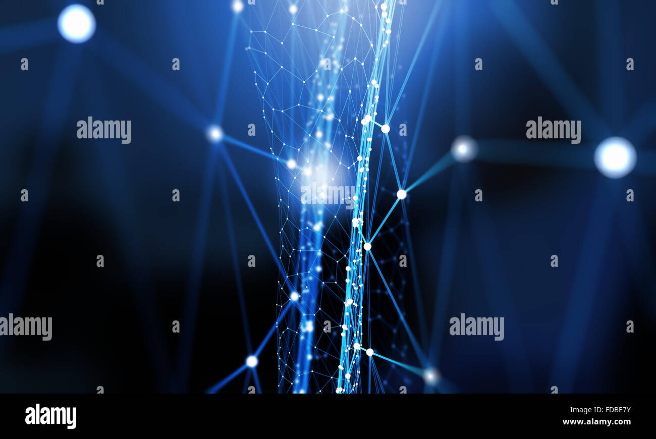 Blue virtual technology background with lines and grids Stock Photo - Alamy