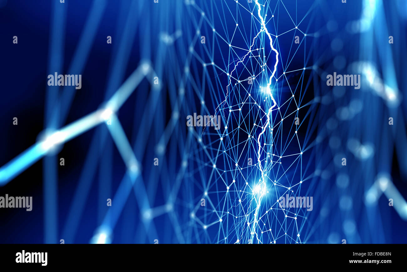 Blue virtual technology background with lines and grids Stock Photo - Alamy