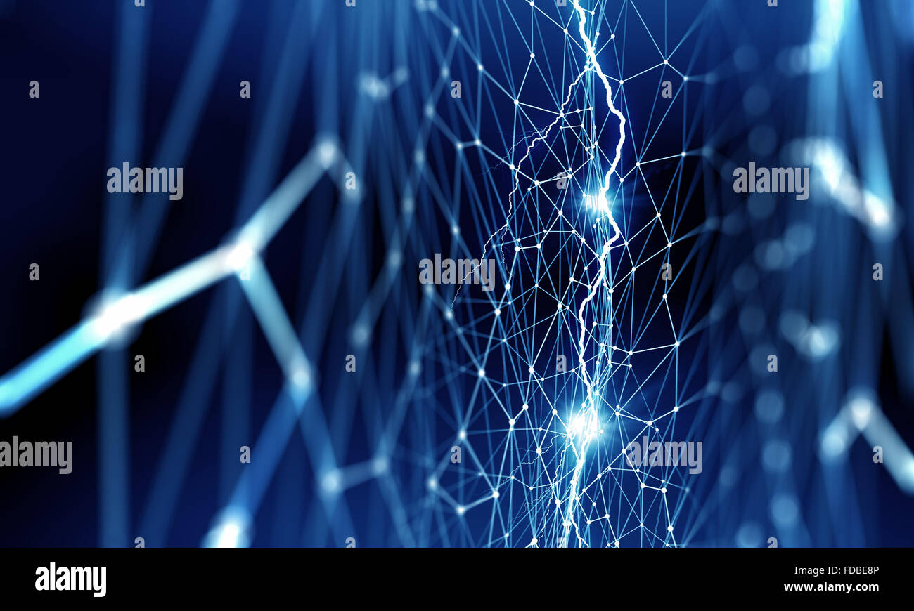 Blue virtual technology background with lines and grids Stock Photo - Alamy