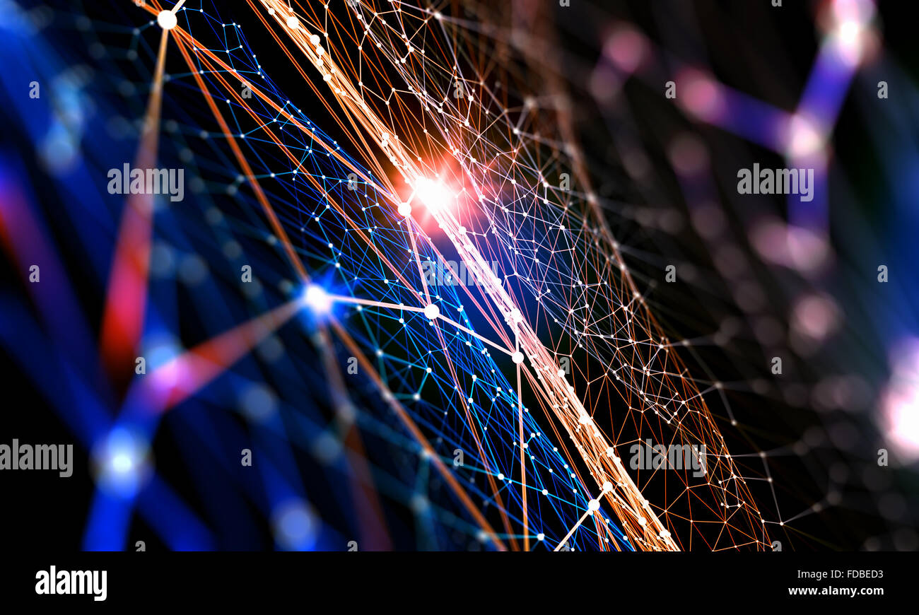 Blue virtual technology background with lines and grids Stock Photo - Alamy