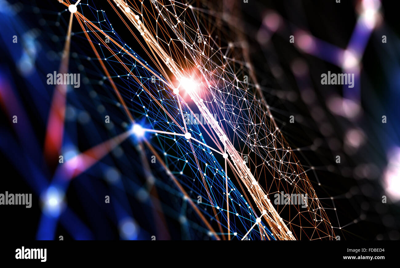 Blue virtual technology background with lines and grids Stock Photo - Alamy