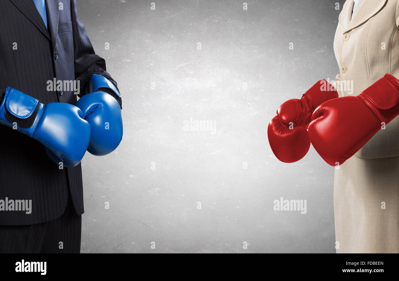 Businesswoman and businessman representing partners competition concept ...