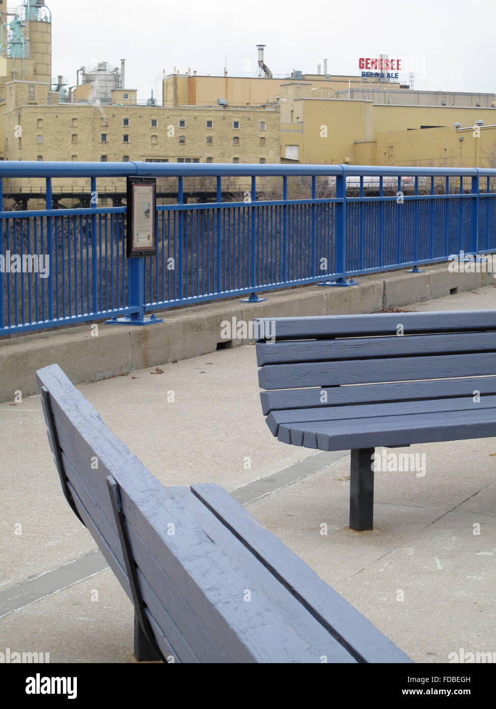 Bridge with benches in Rochester Stock Photo - Alamy