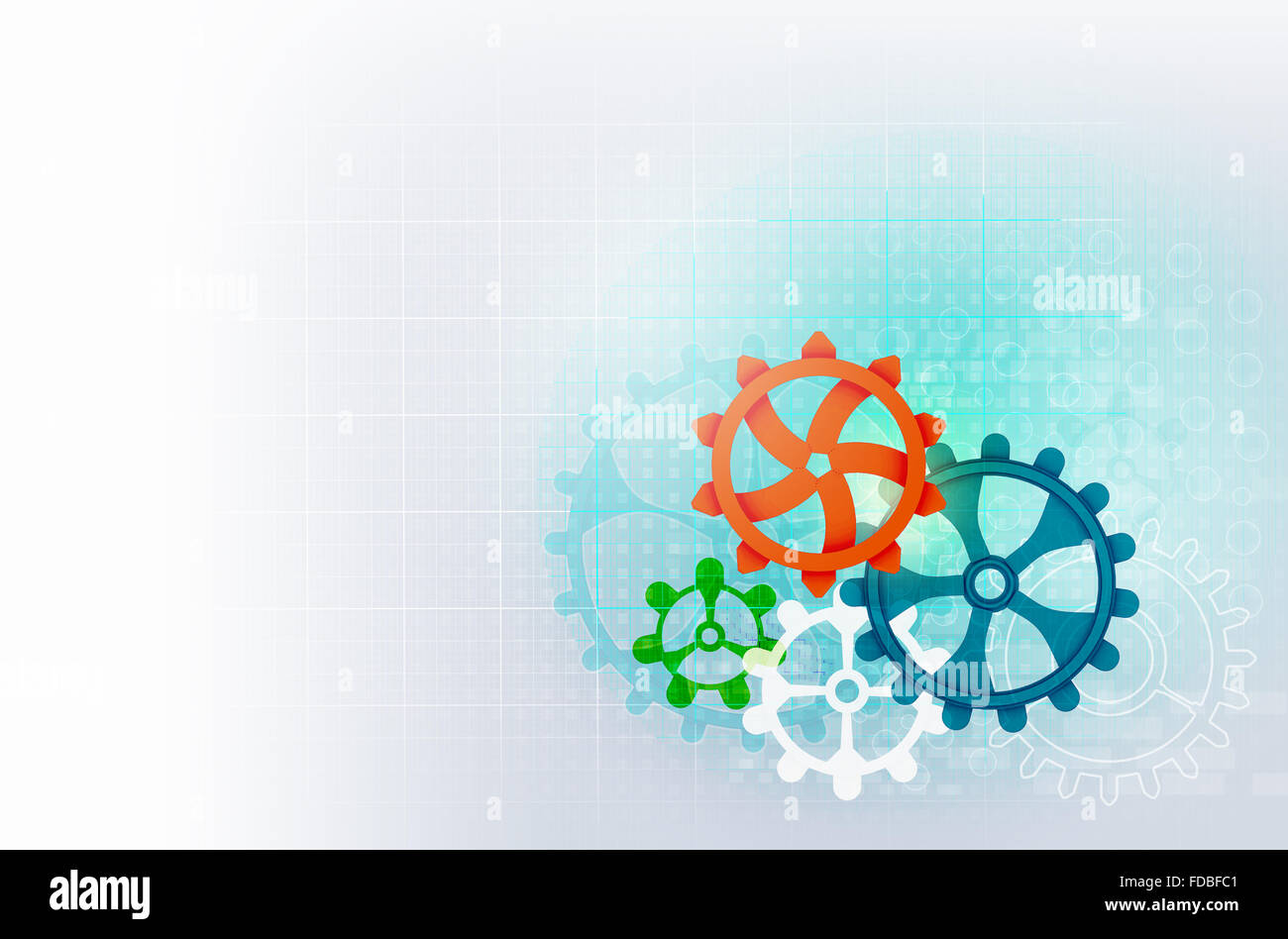 Background image with color gear mechanism on white background Stock ...