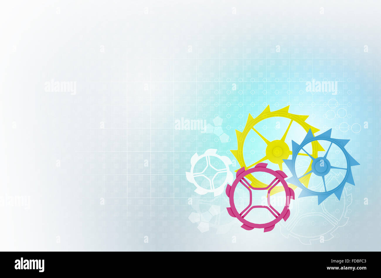 Background image with color gear mechanism on white background Stock ...