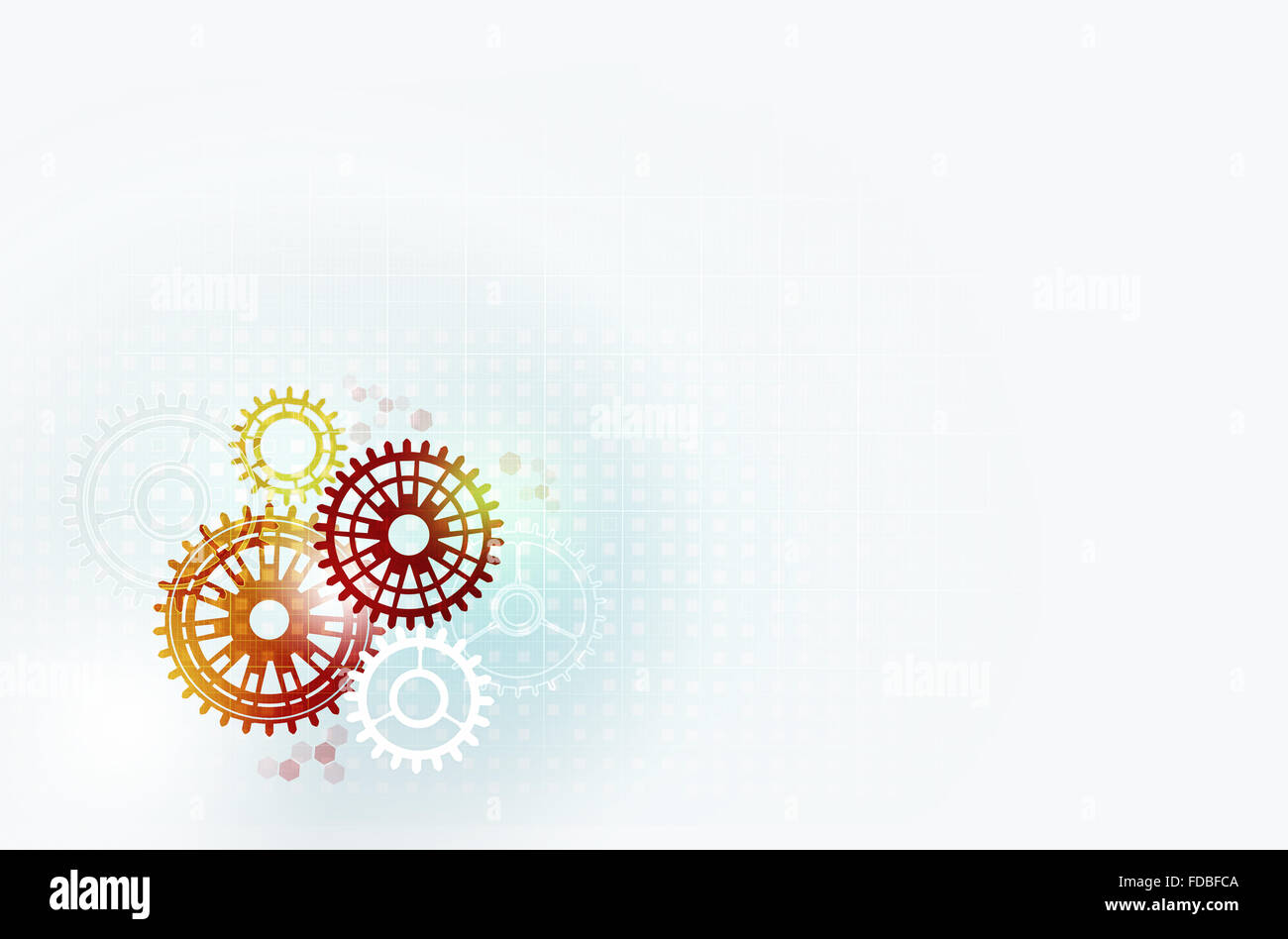 Background image with color gear mechanism on white background Stock ...