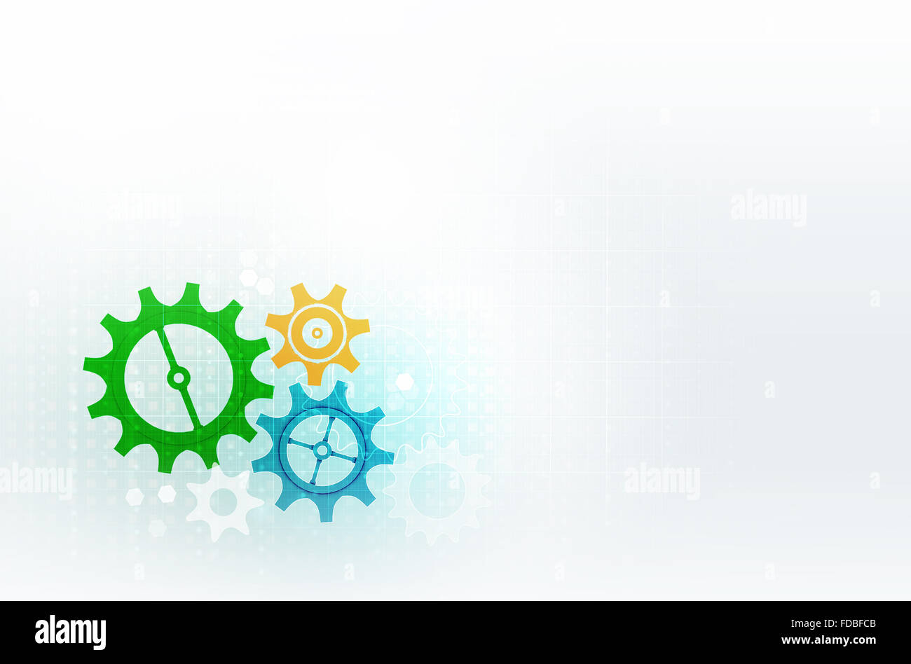 Background image with color gear mechanism on white background Stock ...