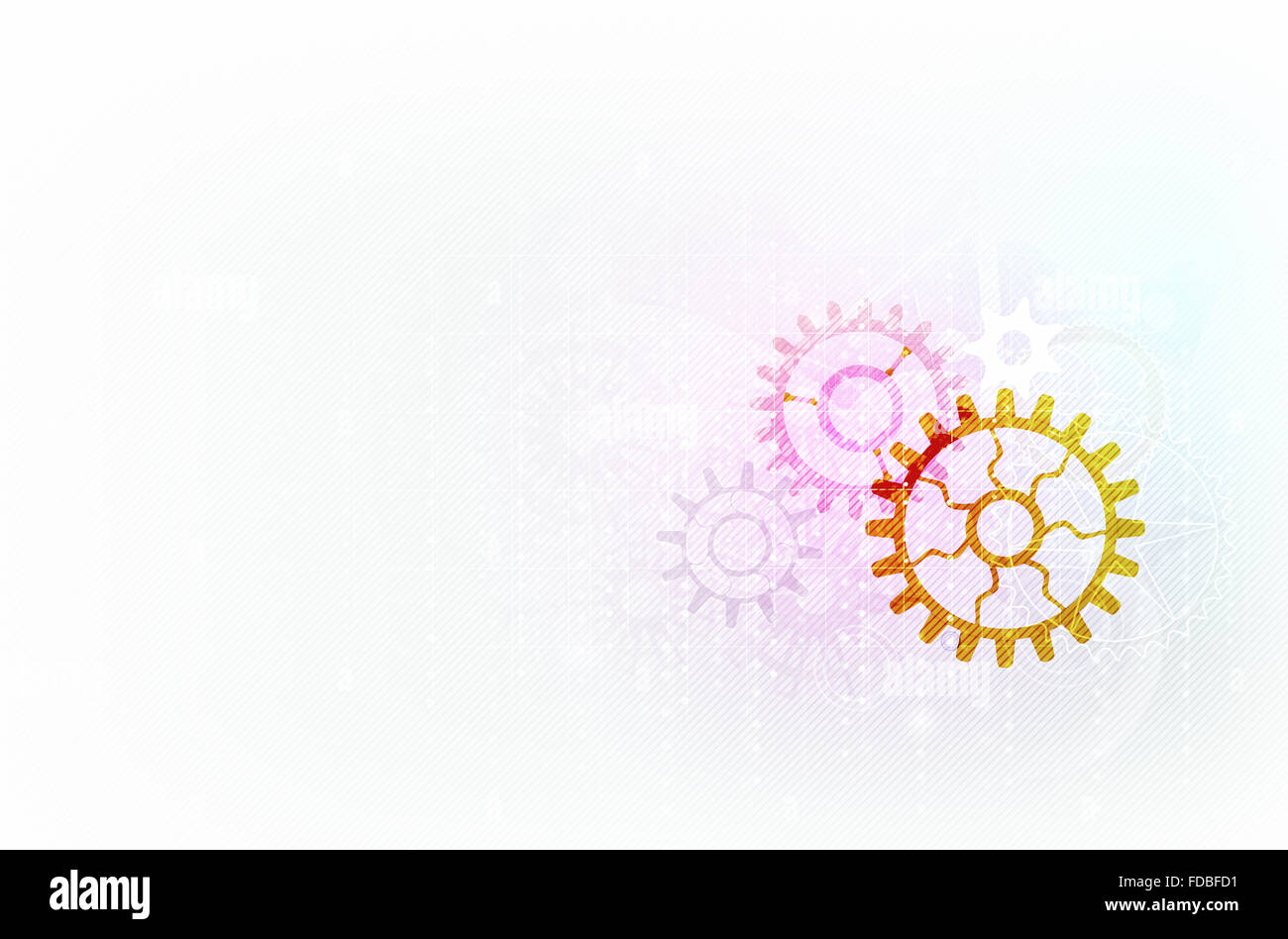 Background image with color gear mechanism on white background Stock ...