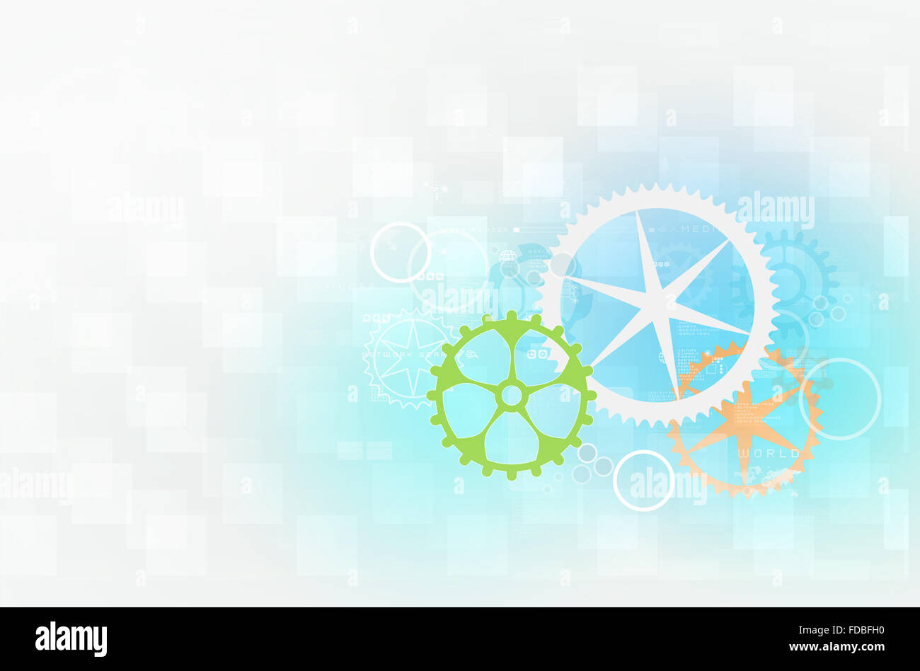 Background image with color gear mechanism on white background Stock ...