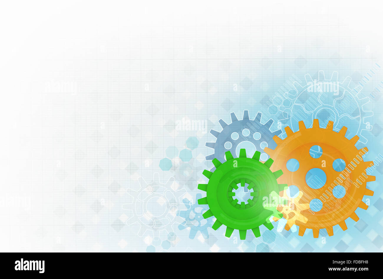 Background image with color gear mechanism on white background Stock ...