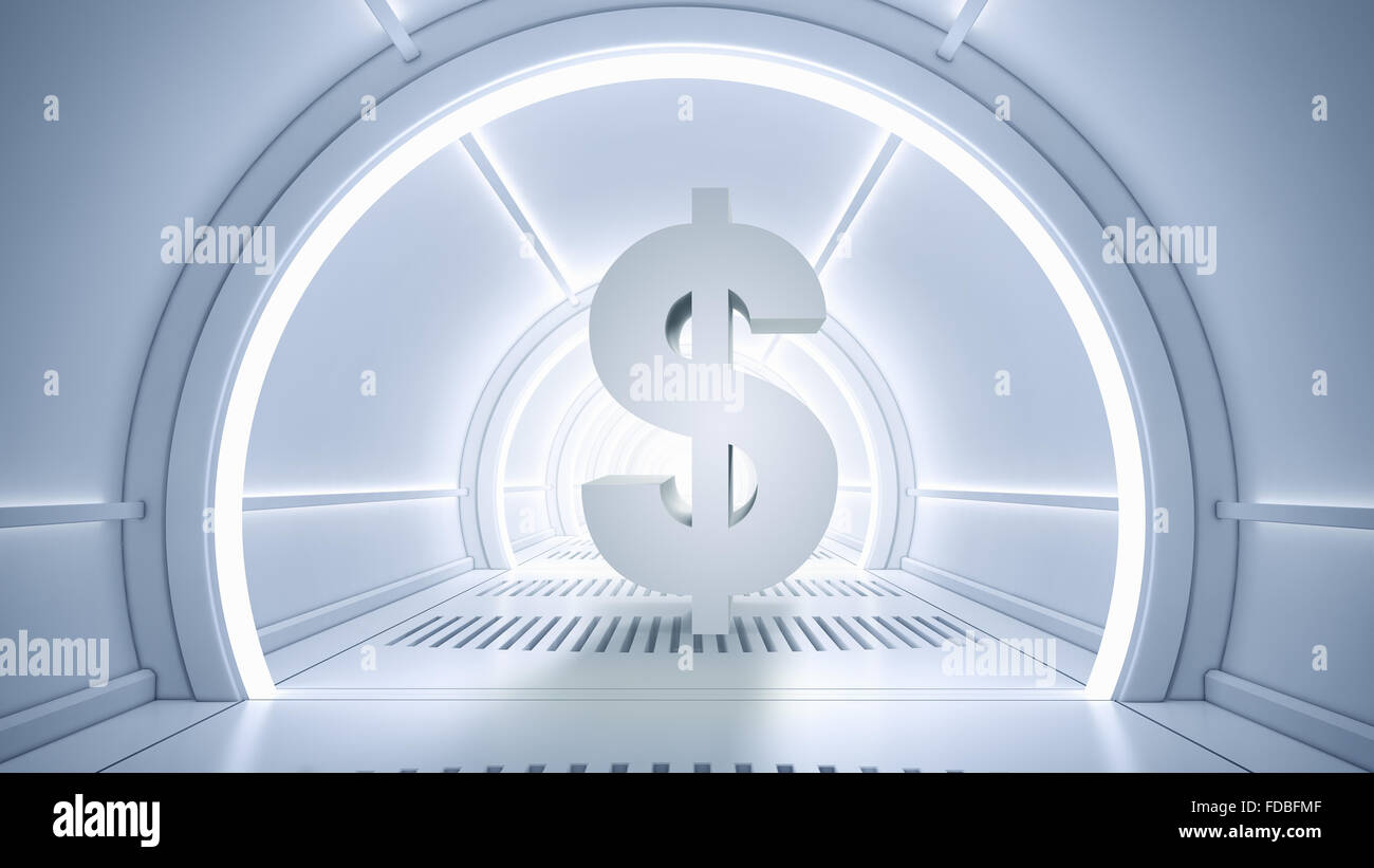 Futuristic designed elegant interior with big dollar sign Stock Photo ...