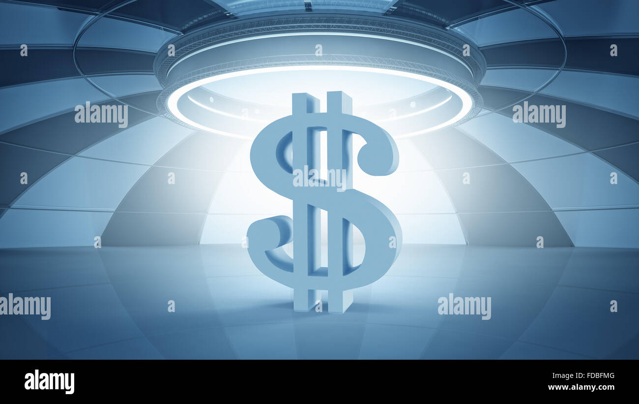 Futuristic designed elegant interior with big dollar sign Stock Photo ...