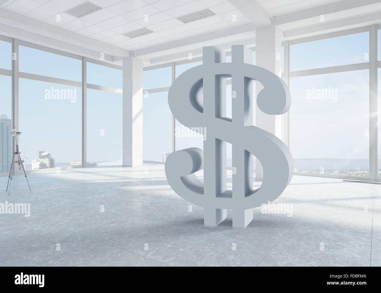 Big dollar symbol on modern office window background Stock Photo - Alamy