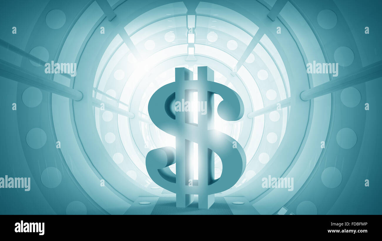 Futuristic designed elegant interior with big dollar sign Stock Photo ...