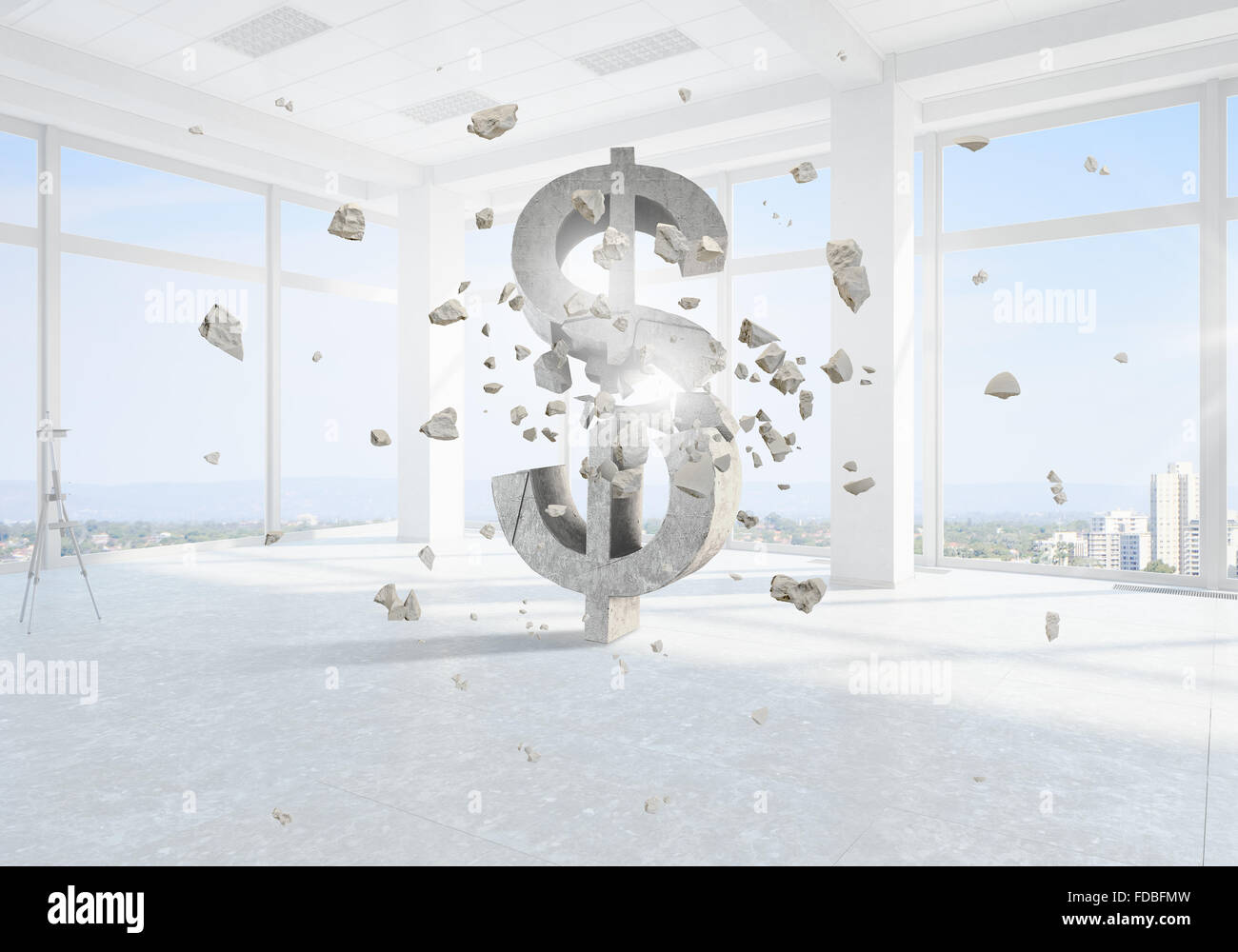 Big dollar symbol on modern office window background Stock Photo - Alamy