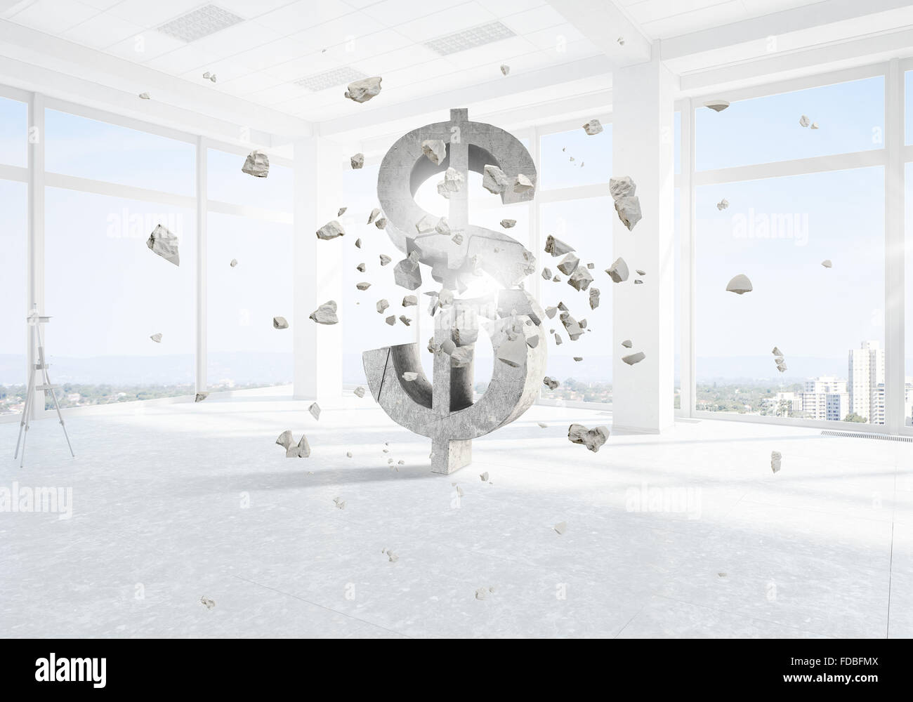 Big dollar symbol on modern office window background Stock Photo - Alamy