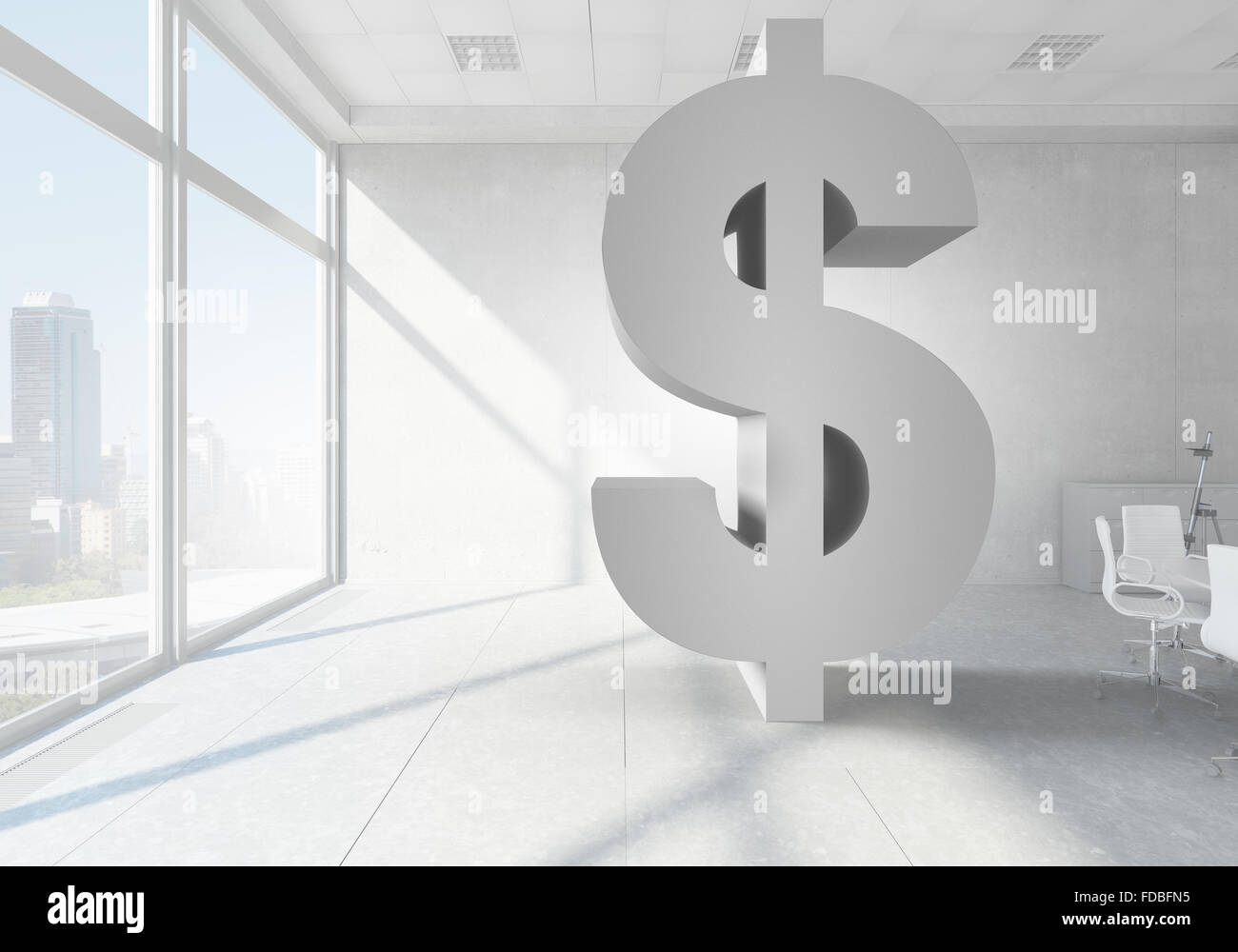 Big dollar symbol on modern office window background Stock Photo - Alamy