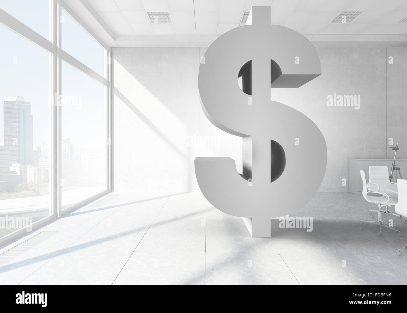 Big dollar symbol on modern office window background Stock Photo - Alamy