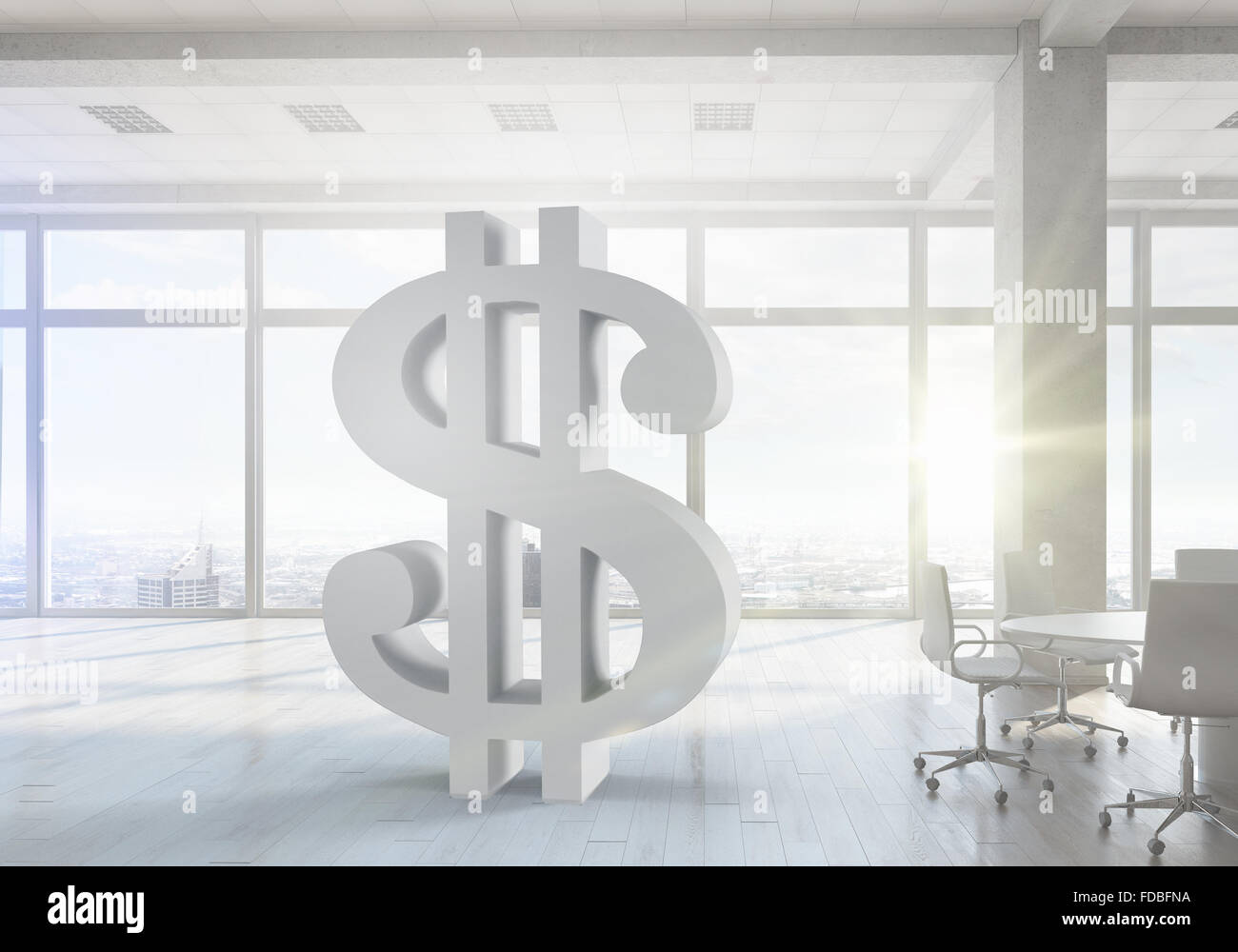 Big dollar symbol on modern office window background Stock Photo - Alamy