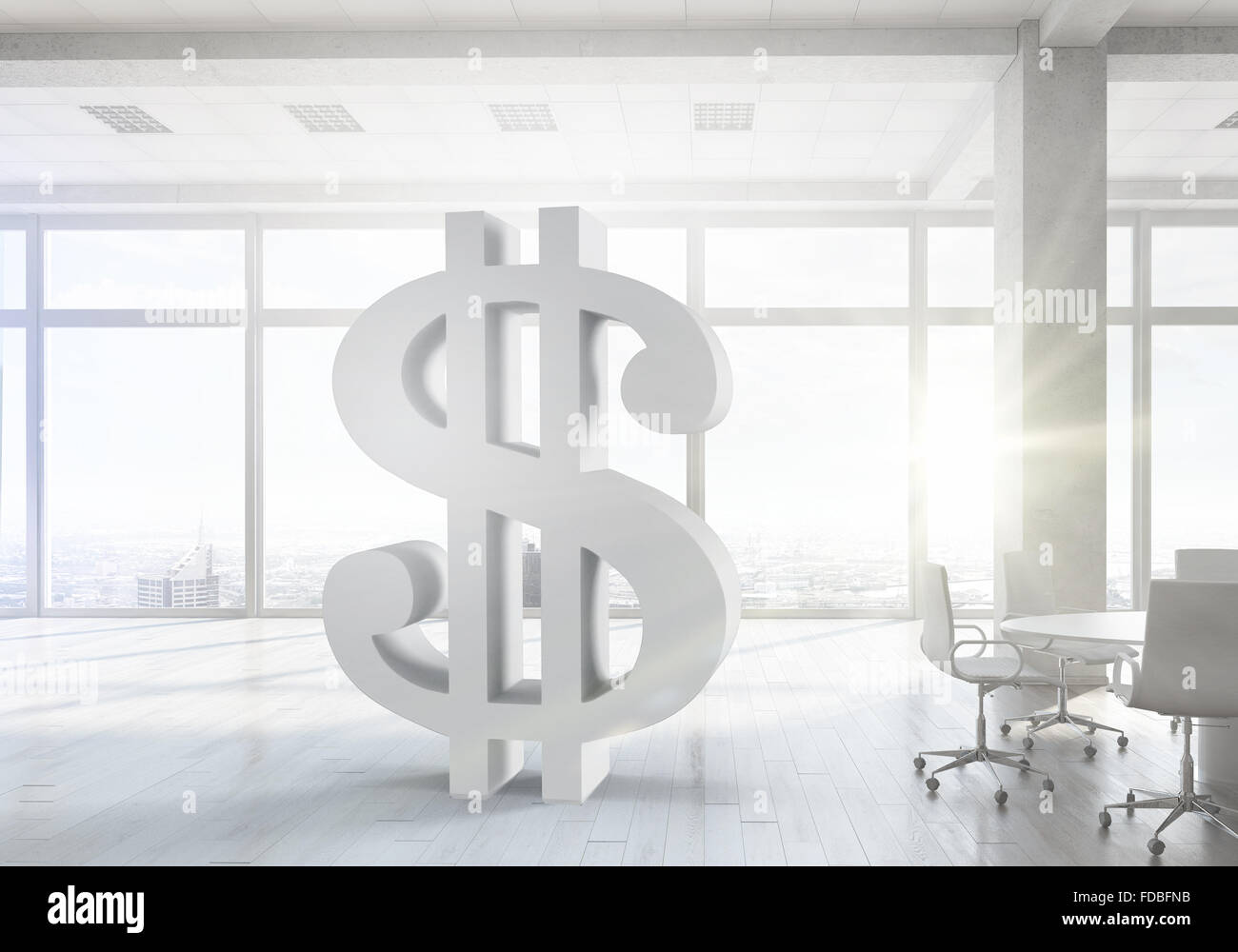 Big dollar symbol on modern office window background Stock Photo - Alamy