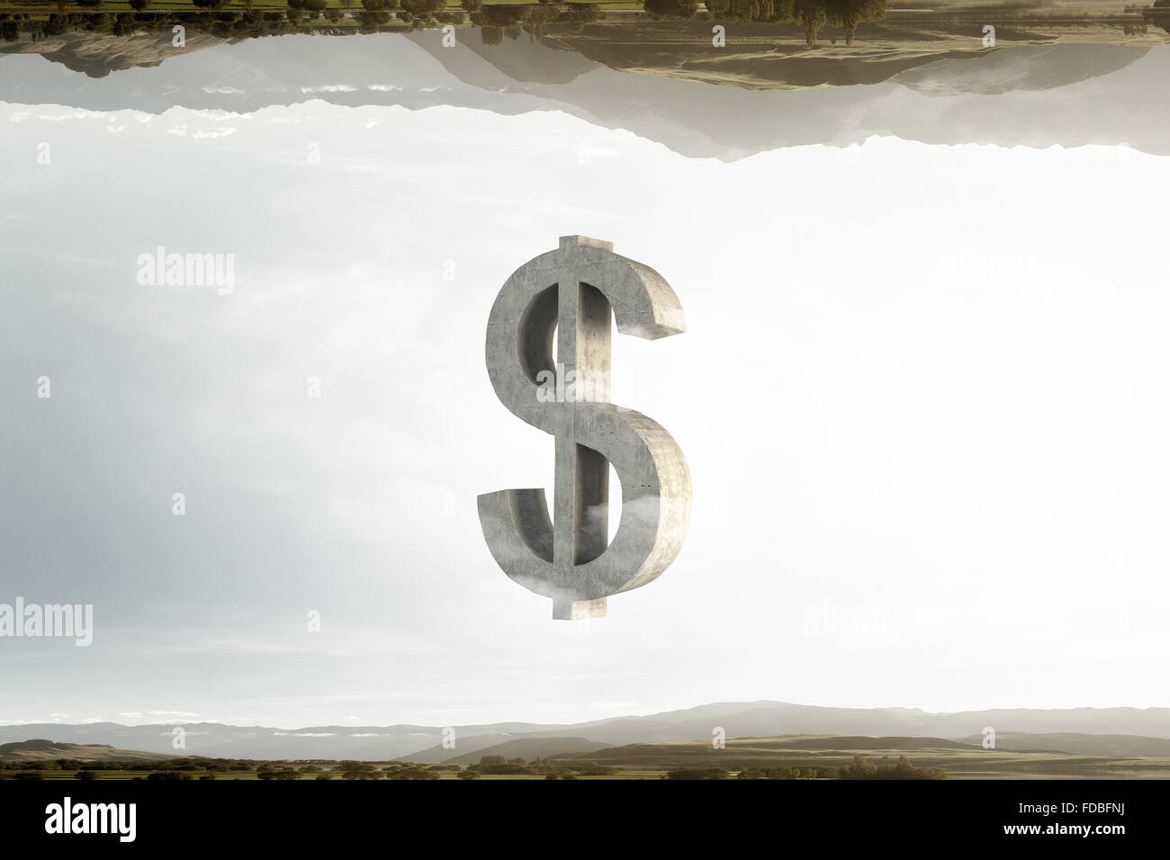 Financial concept with stone dollar symbol on natural landscape Stock ...