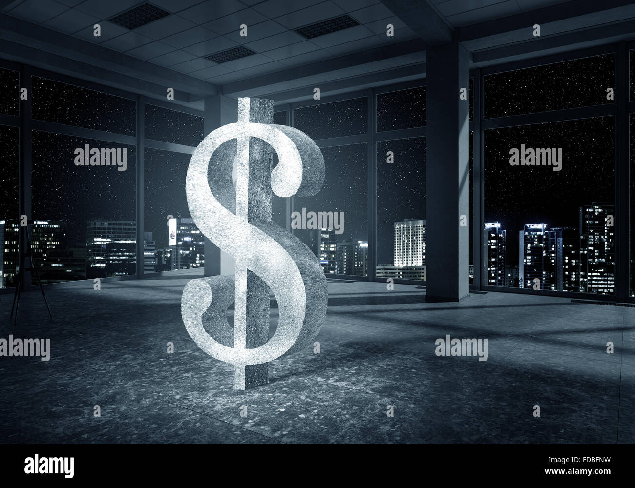 Big dollar symbol on modern office window background Stock Photo - Alamy