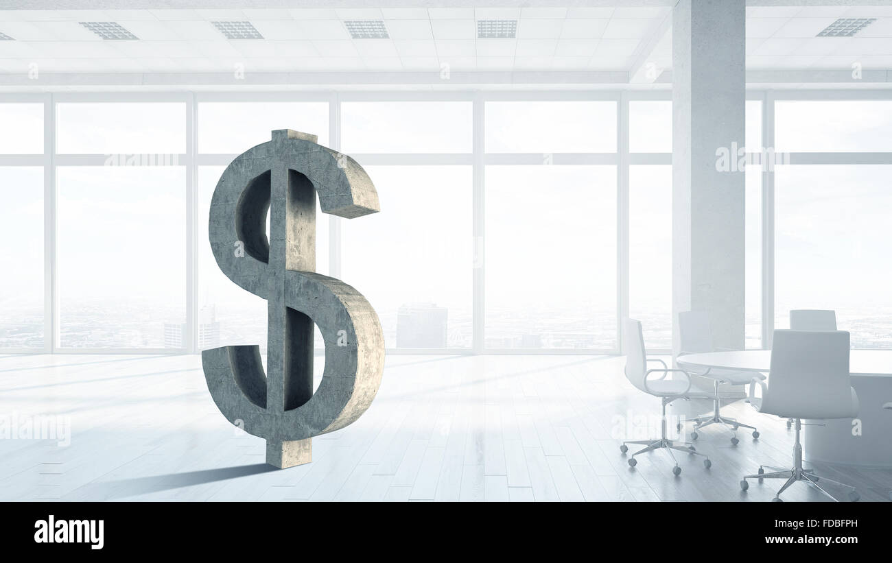 Big dollar symbol on modern office window background Stock Photo - Alamy