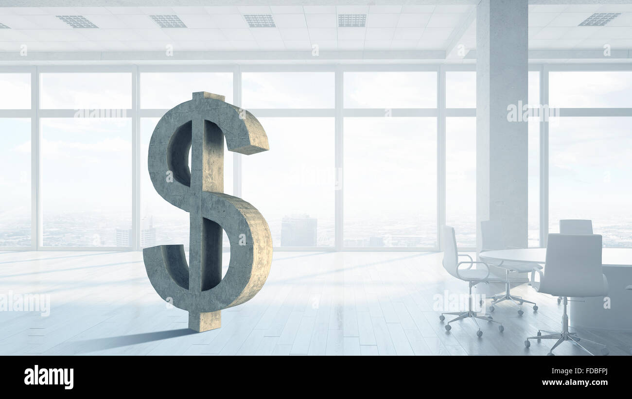 Big dollar symbol on modern office window background Stock Photo - Alamy